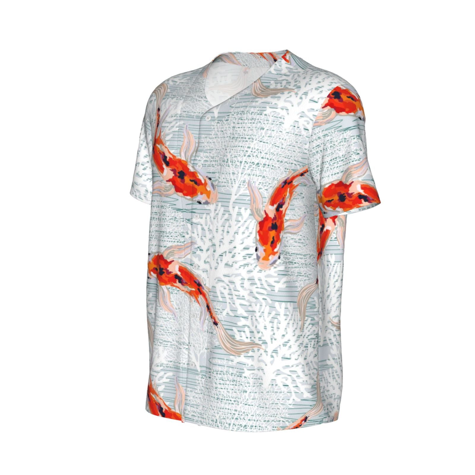 Daiia Koi Fish Corals,Spring Summer Mens Baseball Jersey Button Down ...