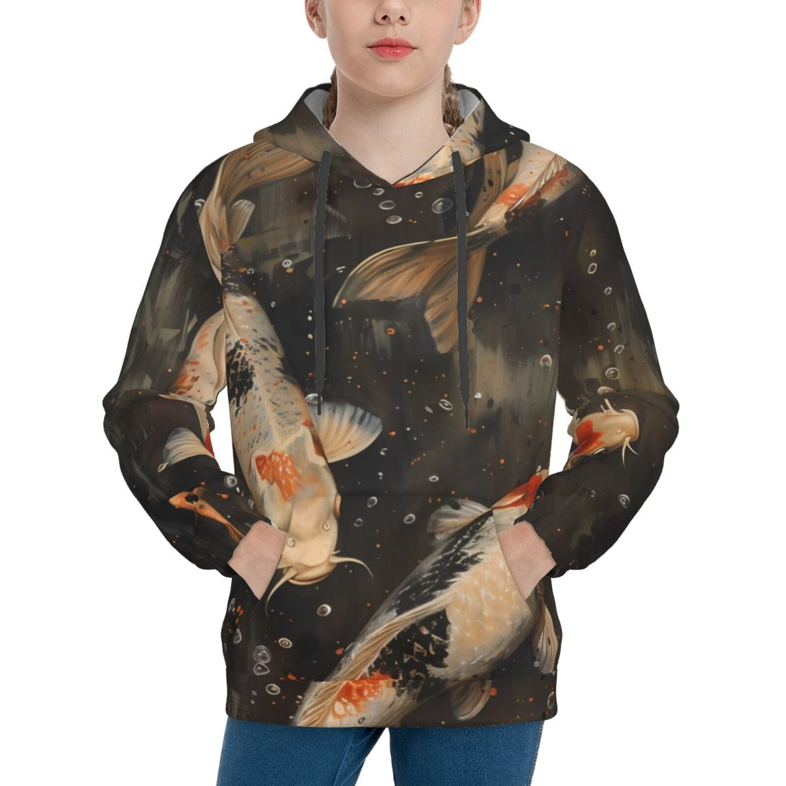 Daiia Koi Fish Tranquility for Boys Fashion Hoodies & Sweatshirts with ...