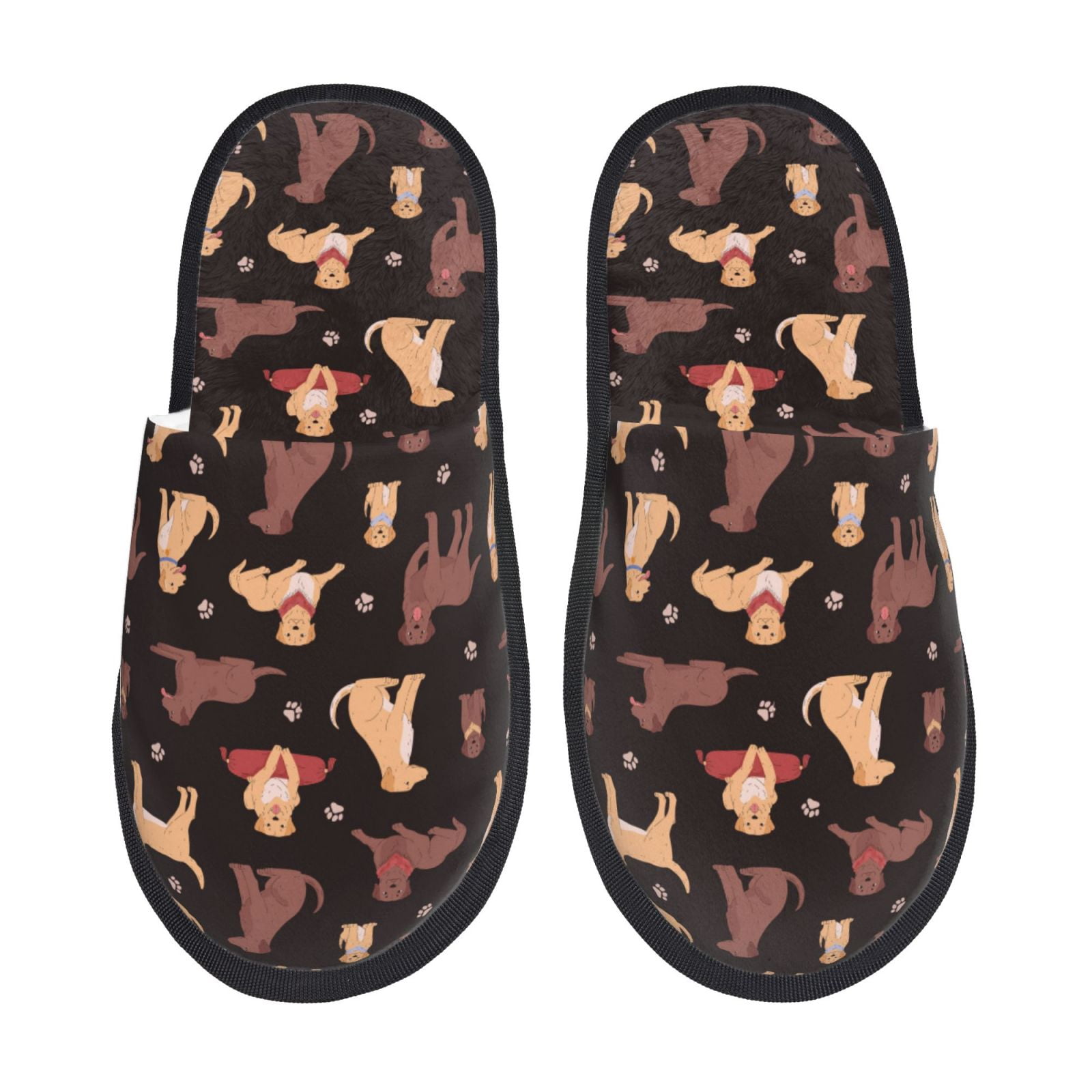 Daiia Labrador Retriever Dog Pattern Furry Slippers for Women and Men ...