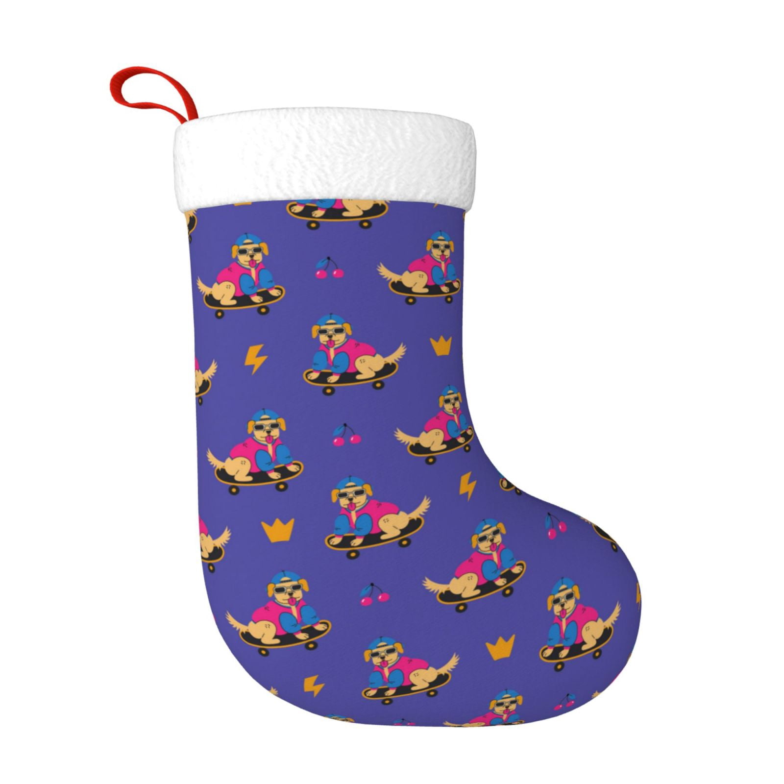 Daiia Labrador Retriever Dog Print Christmas Stocking，18"Large Knitted ...