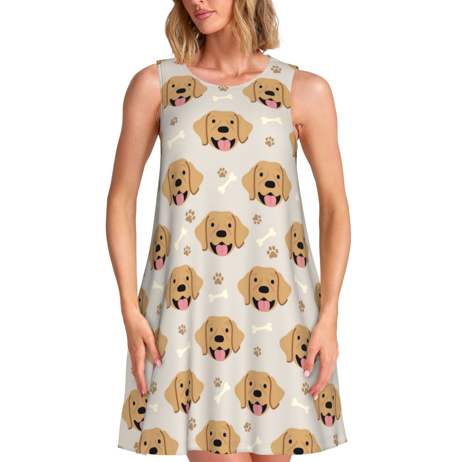 Daiia Labrador Retriever Dog Print Women's Dresses 2025 Trendy Short ...