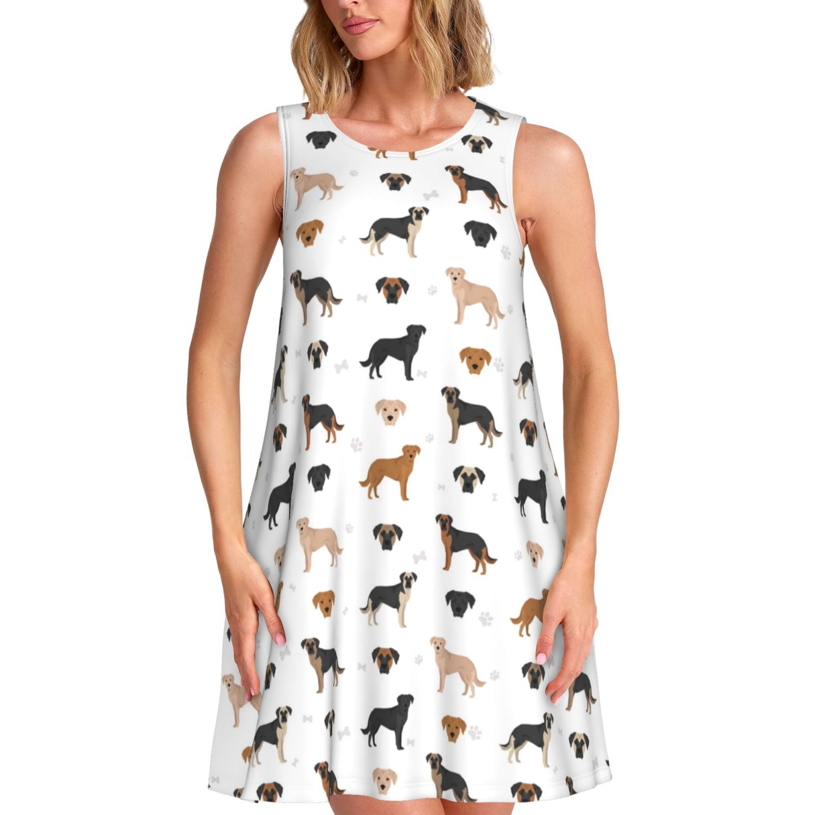 Daiia Labrador Retriever Dog Print Women's Dresses 2025 Trendy Short ...