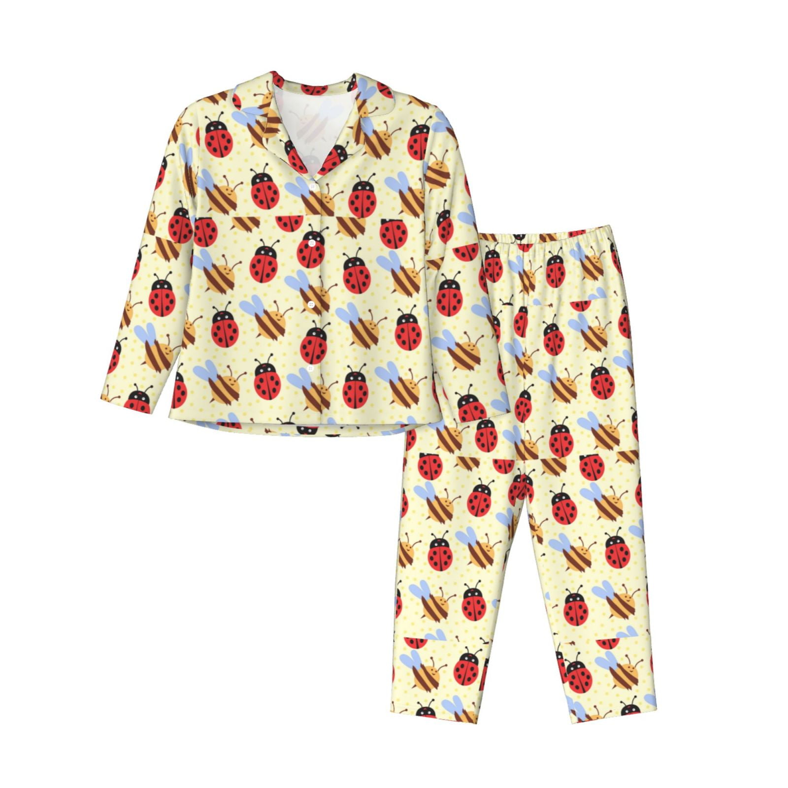 Daiia Ladybug And Bee for Women's Long-Sleeved Pajama Set – Soft ...
