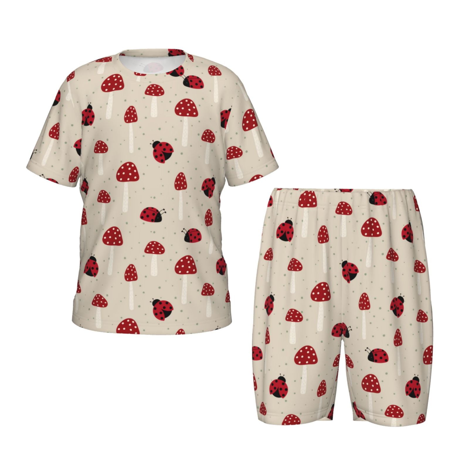 Daiia Ladybug With Mushroom Print Children’s Cotton Pajama Set – Short ...