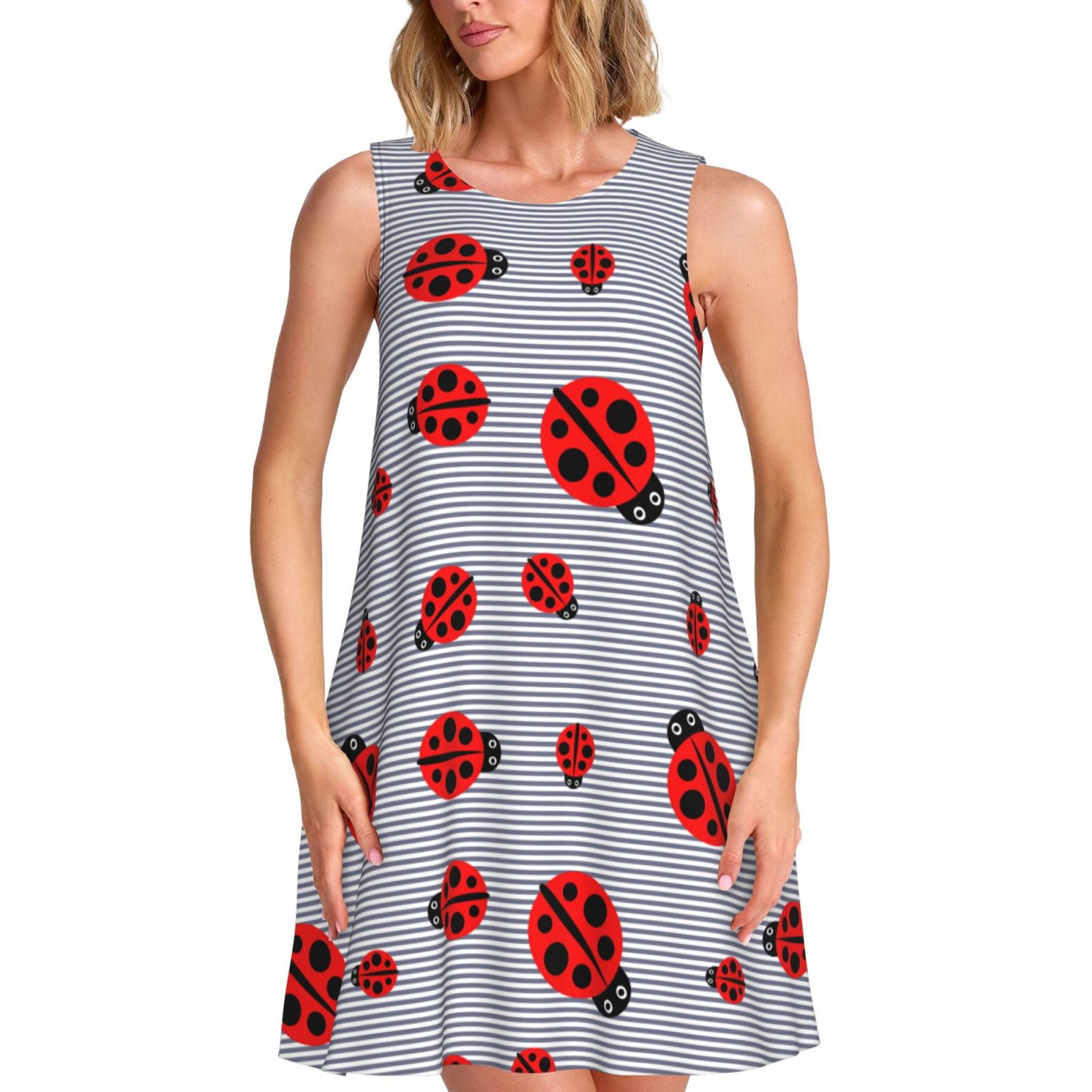 Daiia Ladybug Print Women's Dresses 2025 Trendy Short sleeve Dresses ...