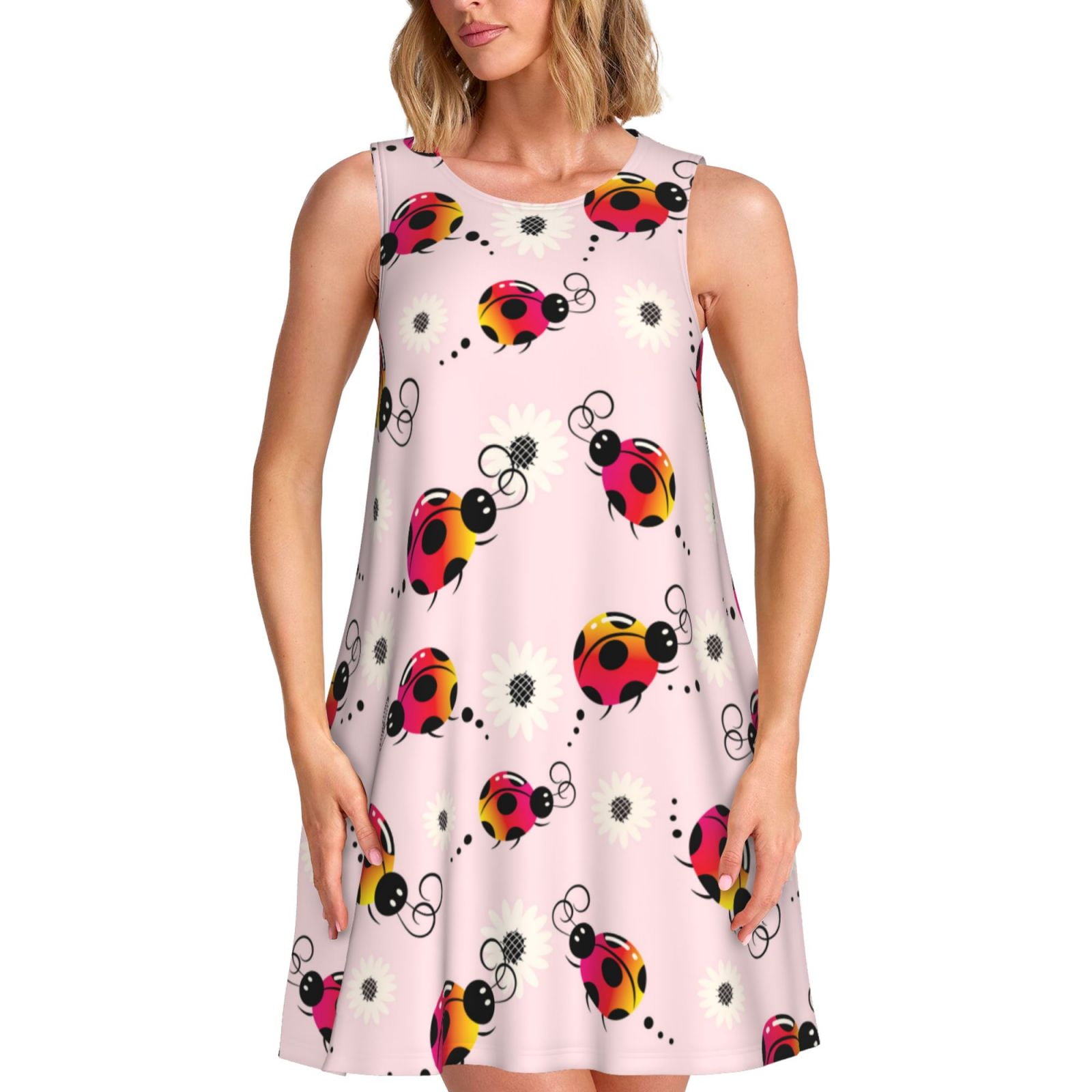 Daiia Ladybugs And Flower Print Women's Dresses 2025 Trendy Short ...