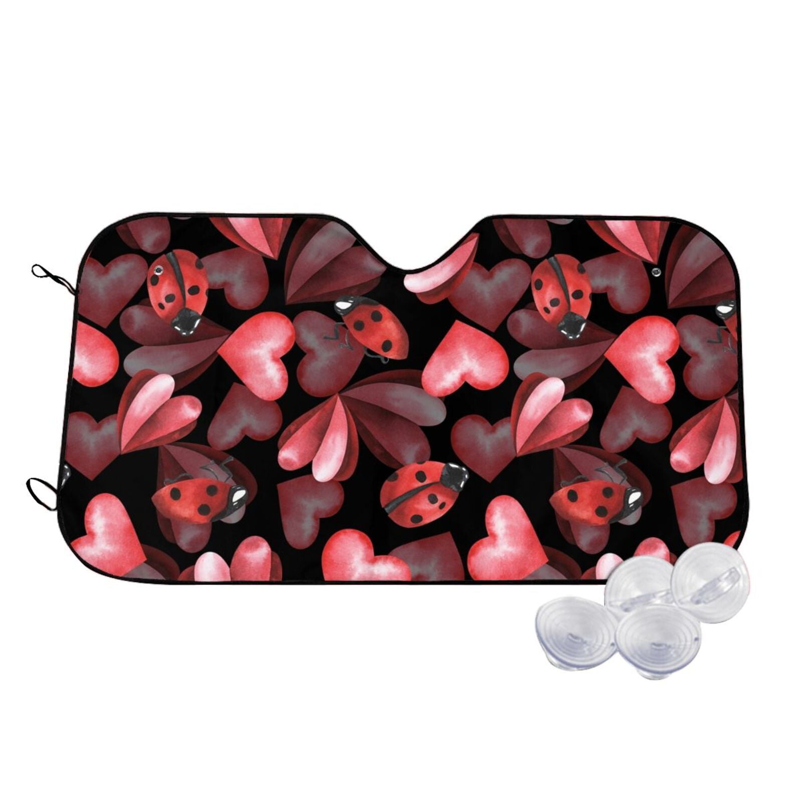 Daiia Ladybugs and Red Hearts Windshield Sun Shade for Car SUV Truck ...