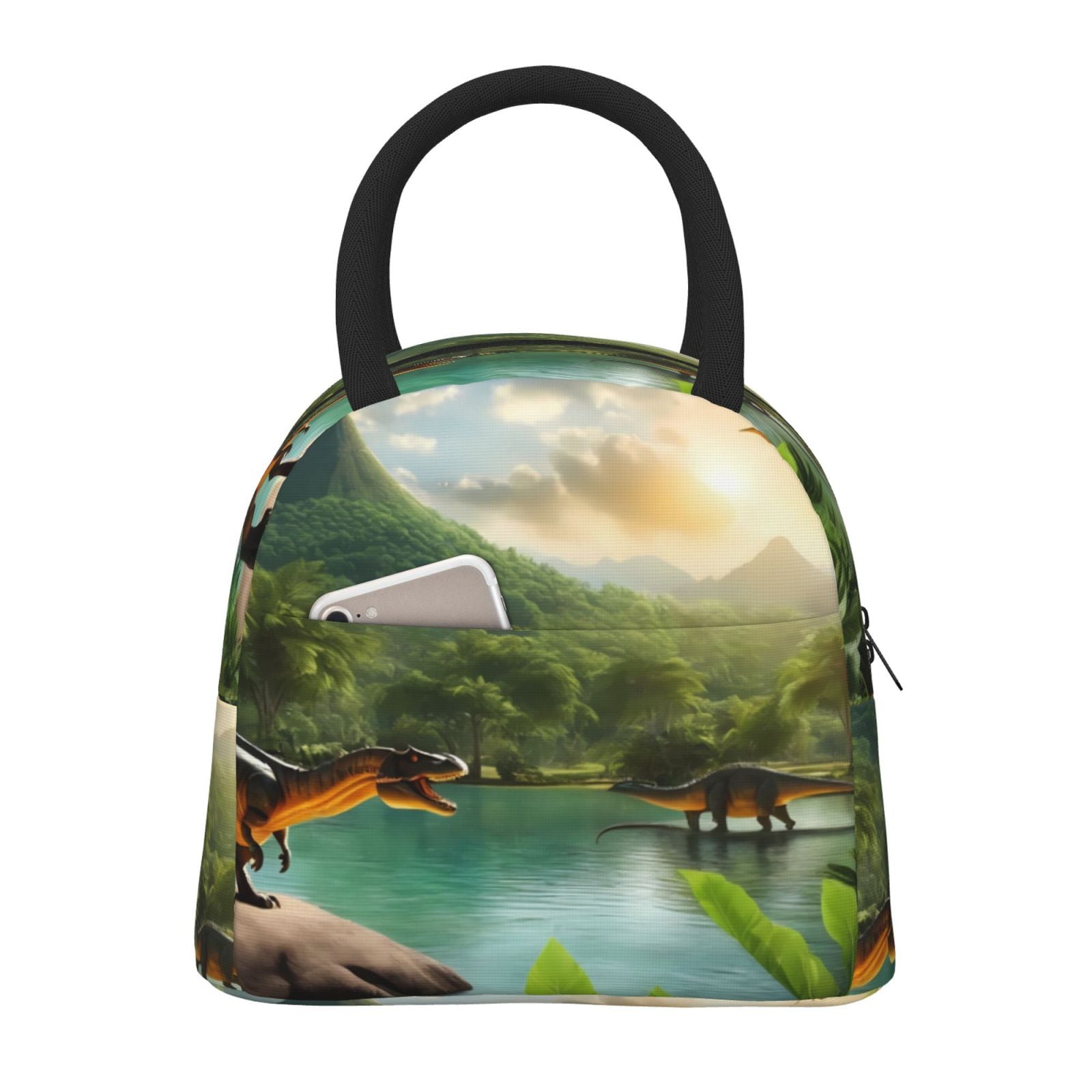 Daiia Lake Forest Dinosaur Pattern Lunch Bag , Insulated Lunch Box ...