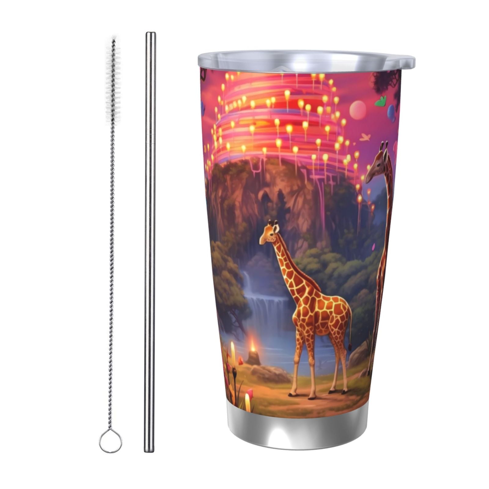 Daiia Lantern Giraffes Magical Forest Printed 20oz Insulated Coffee Cup ...