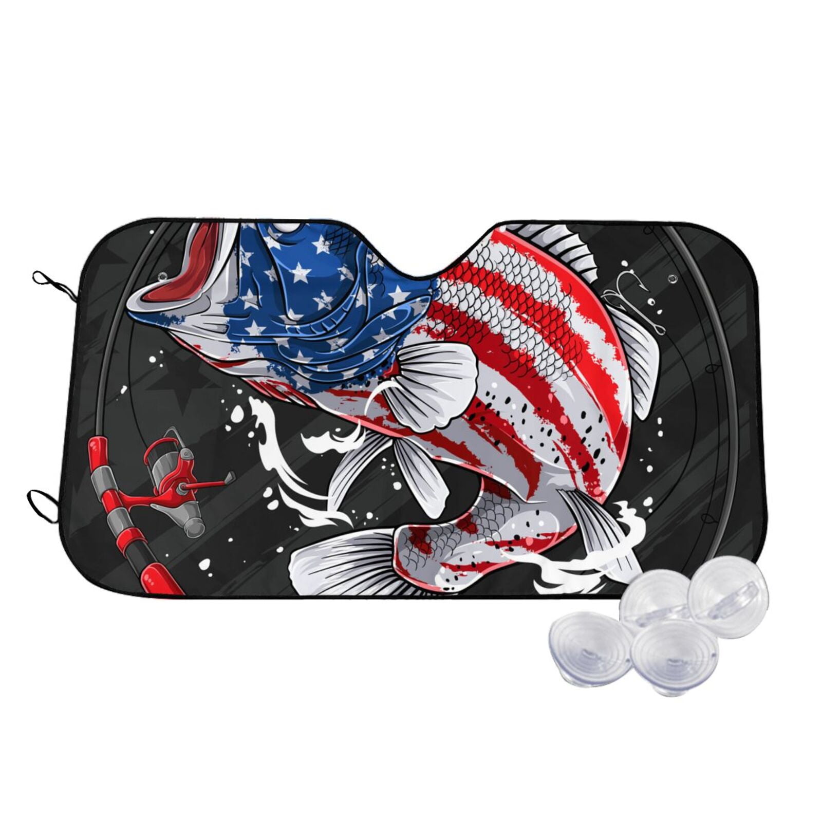 Daiia Largemouth Bass Fish in USA Windshield Sun Shade for Car SUV ...