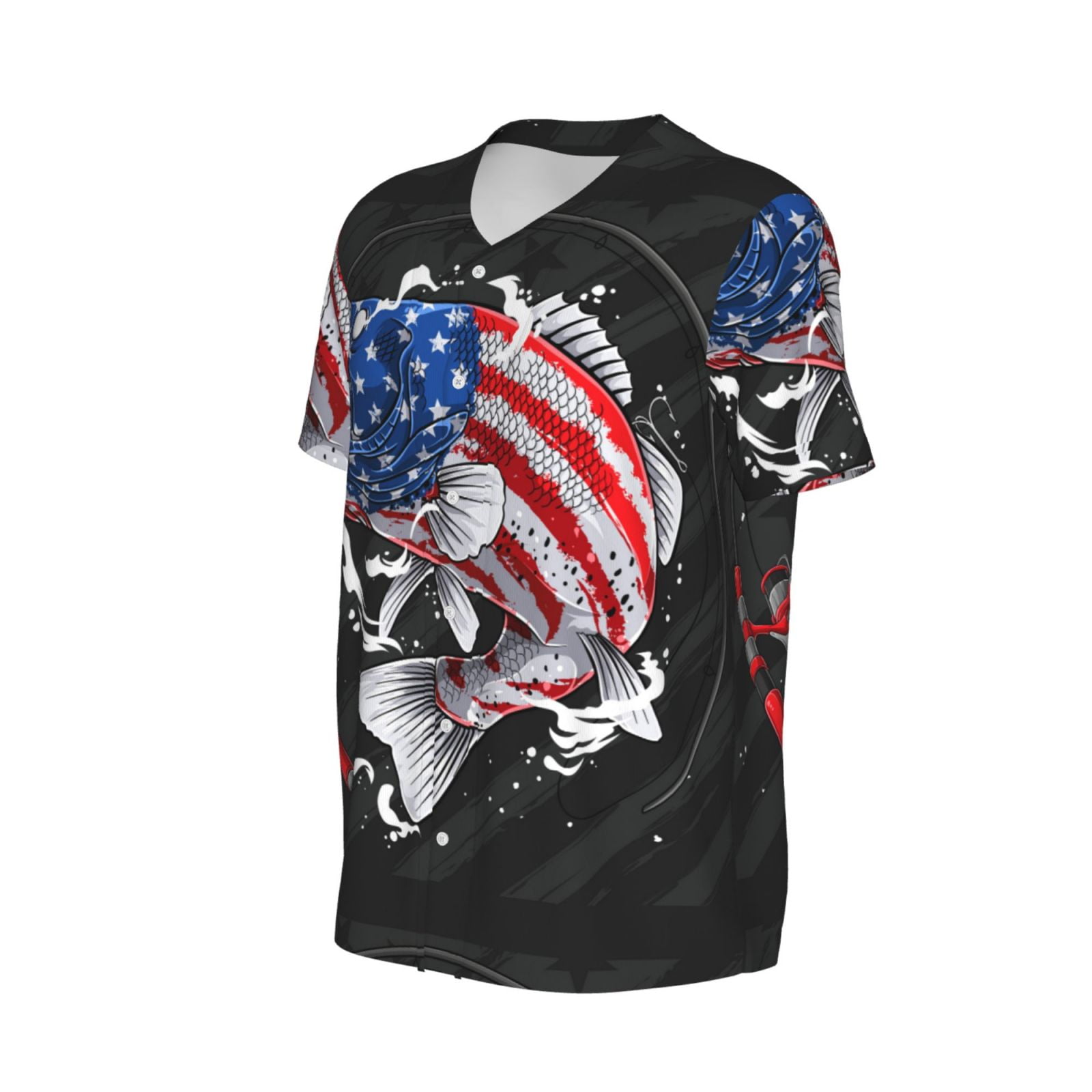 Daiia Largemouth Bass Fish in USA Mens Baseball Jersey Button Down ...