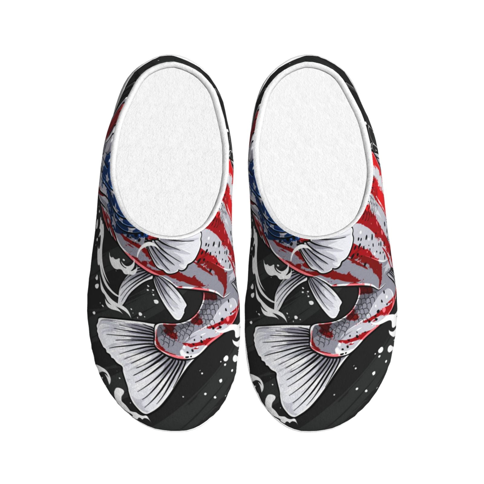 Daiia Largemouth Bass Fish in USA Print Women’s Fuzzy Slippers Memory ...