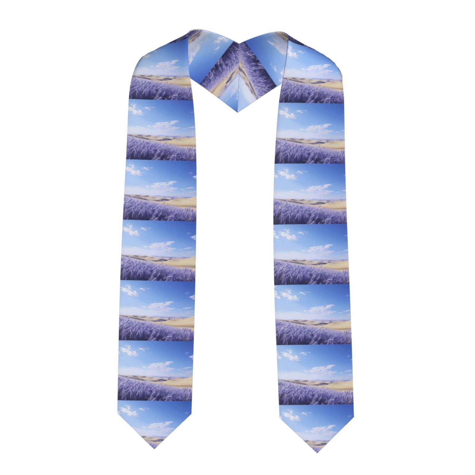 Daiia Lavender Fields Under Blue Sky Pattern Graduation Shawl Stole ...