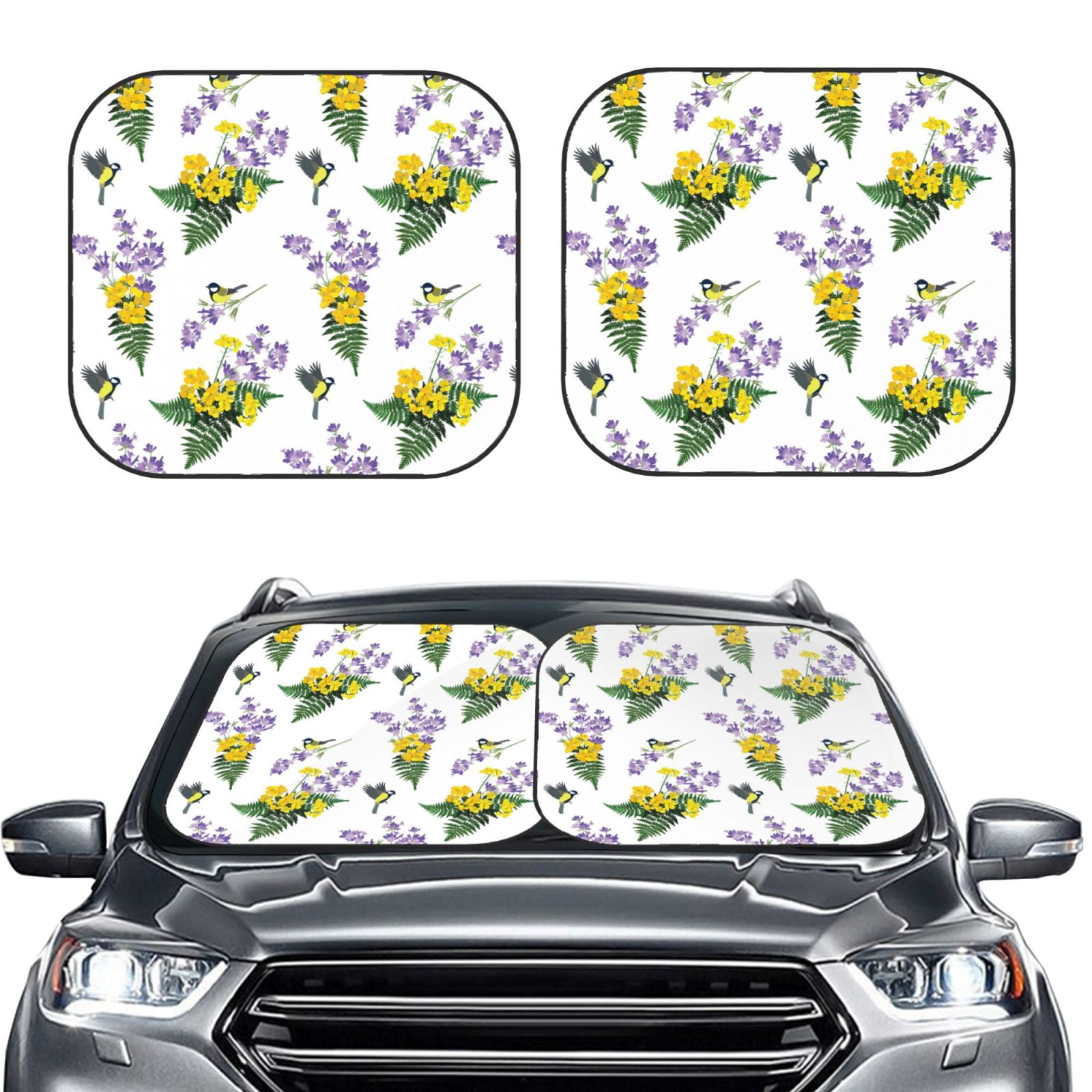 Daiia Lavender Flowers 2PCS Car Windshield Sun Shade, Foldable Sun ...