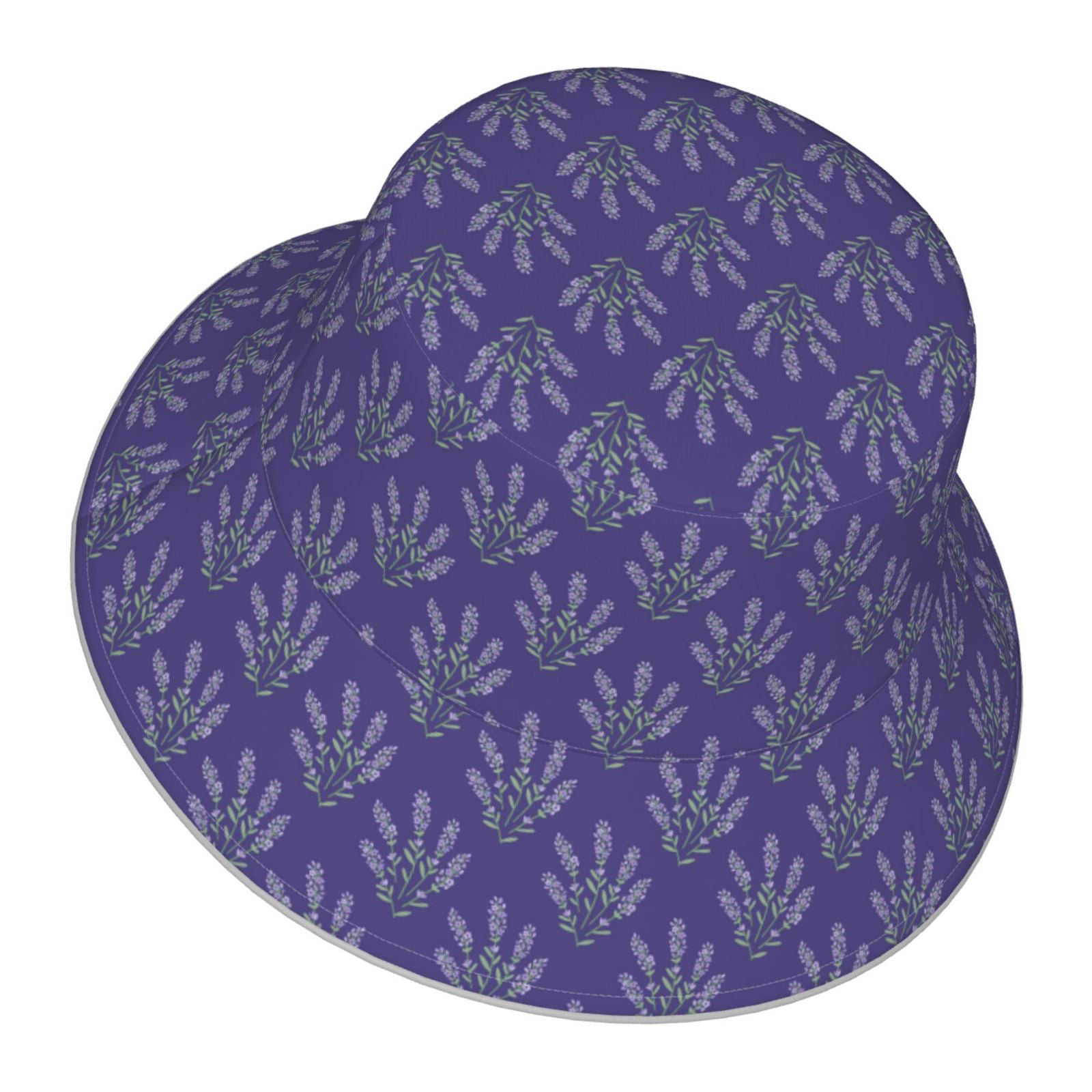 Daiia Lavender Flowers Pattern Bucket Hat - Trendy Cotton Sun Hat for ...