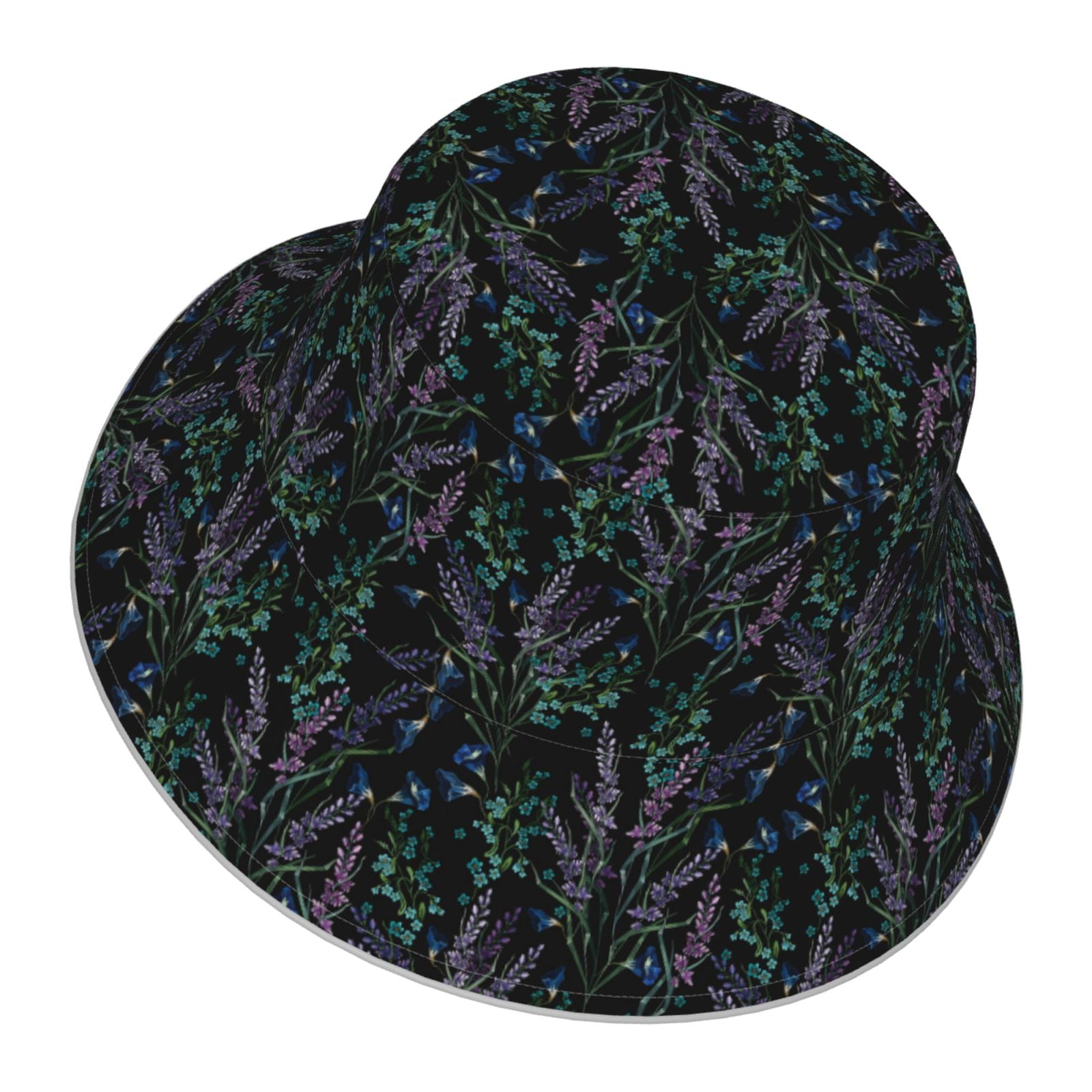 Daiia Lavender Flowers Pattern Bucket Hat - Trendy Cotton Sun Hat for ...