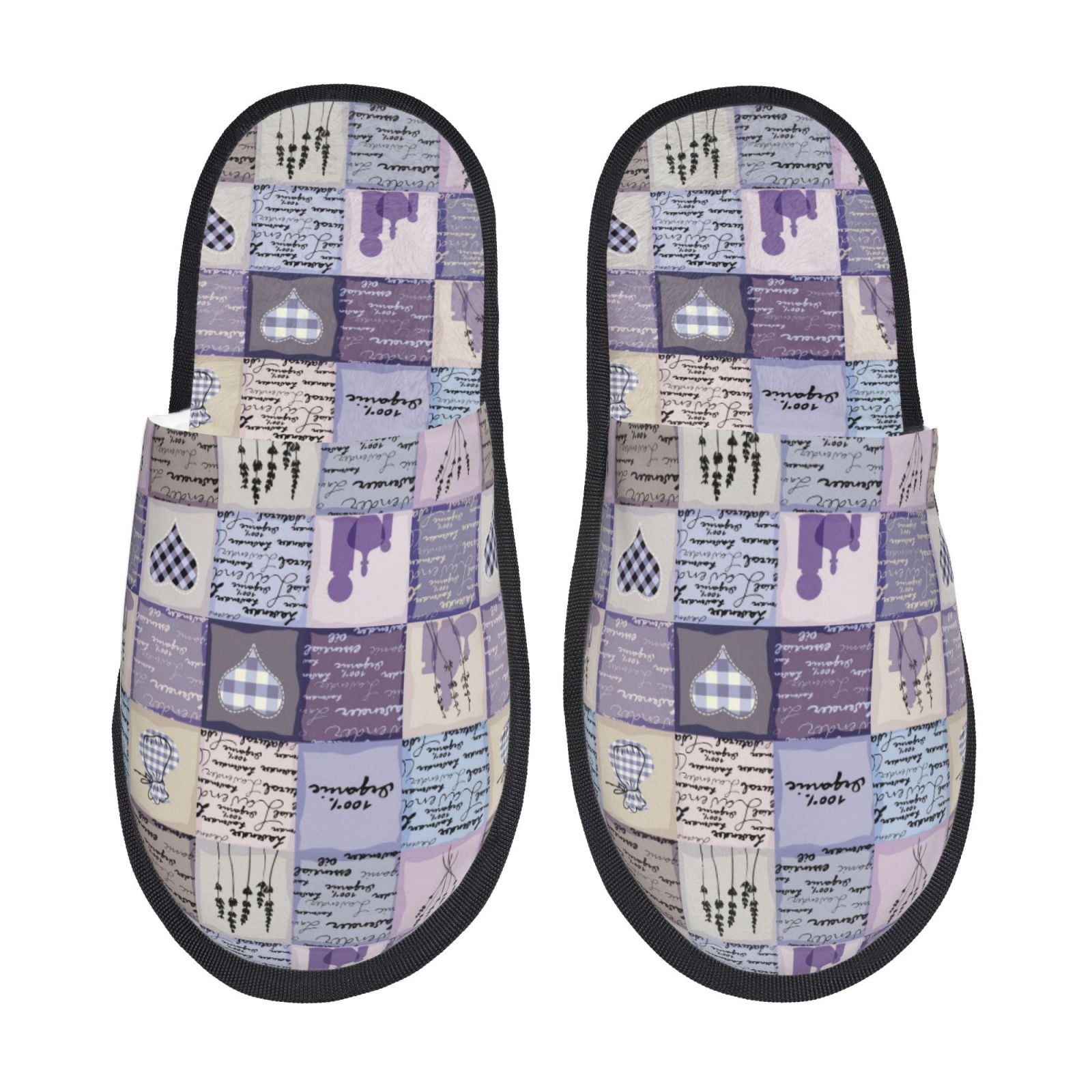 Daiia Lavender Flowers Pattern Furry Slippers for Women and Men, Soft ...