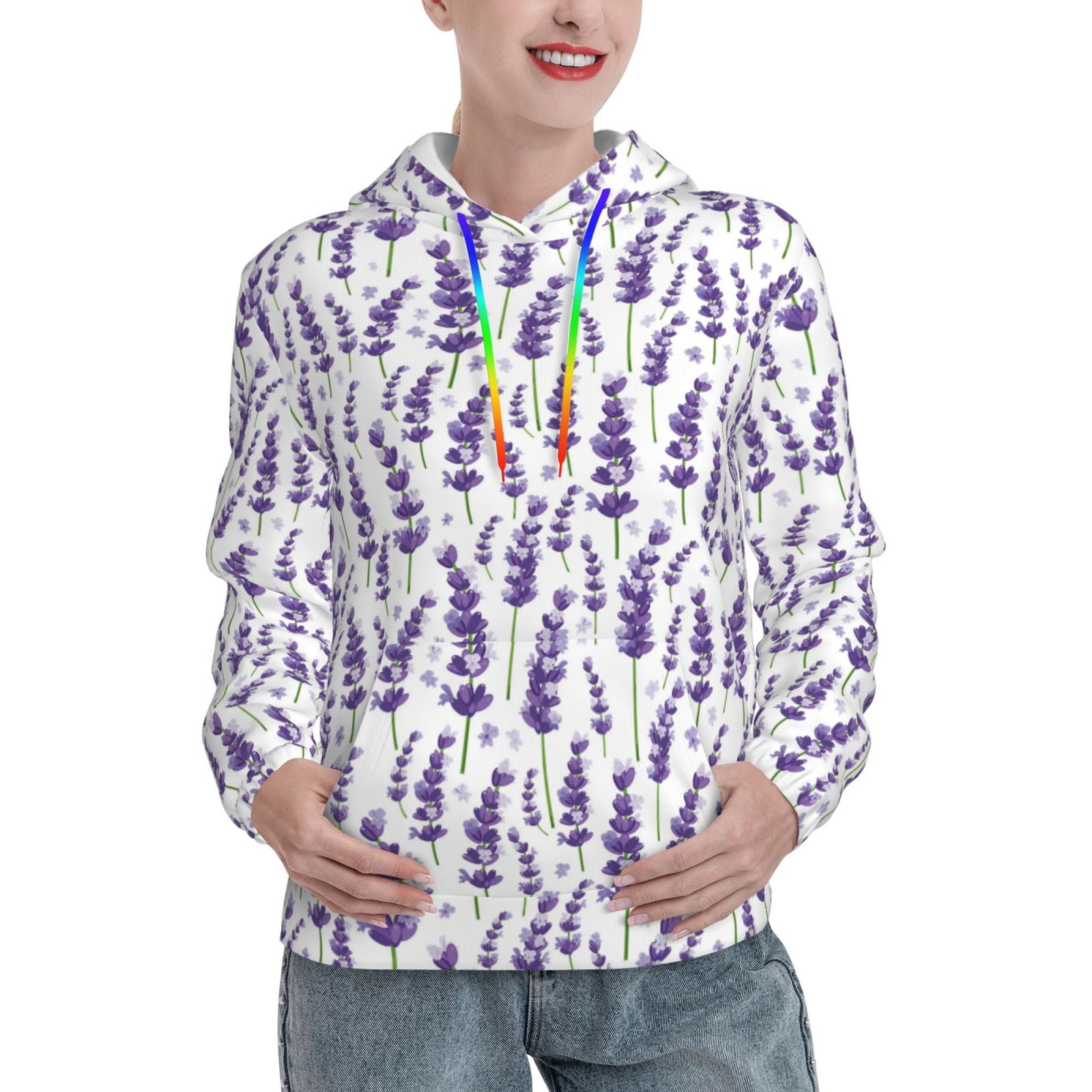 Daiia Lavender Flowers Pattern Women's Fashion Hoodies & Sweatshirts ...