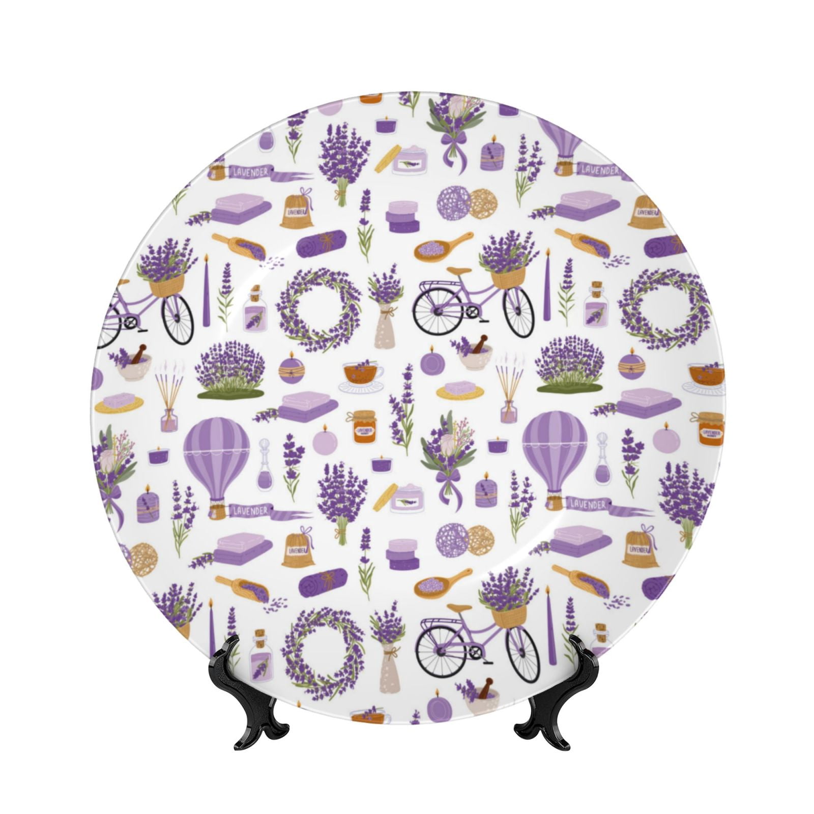 Daiia Lavender Flowers Printed Pattern Ceramic Plate Dinner Plates Bone ...