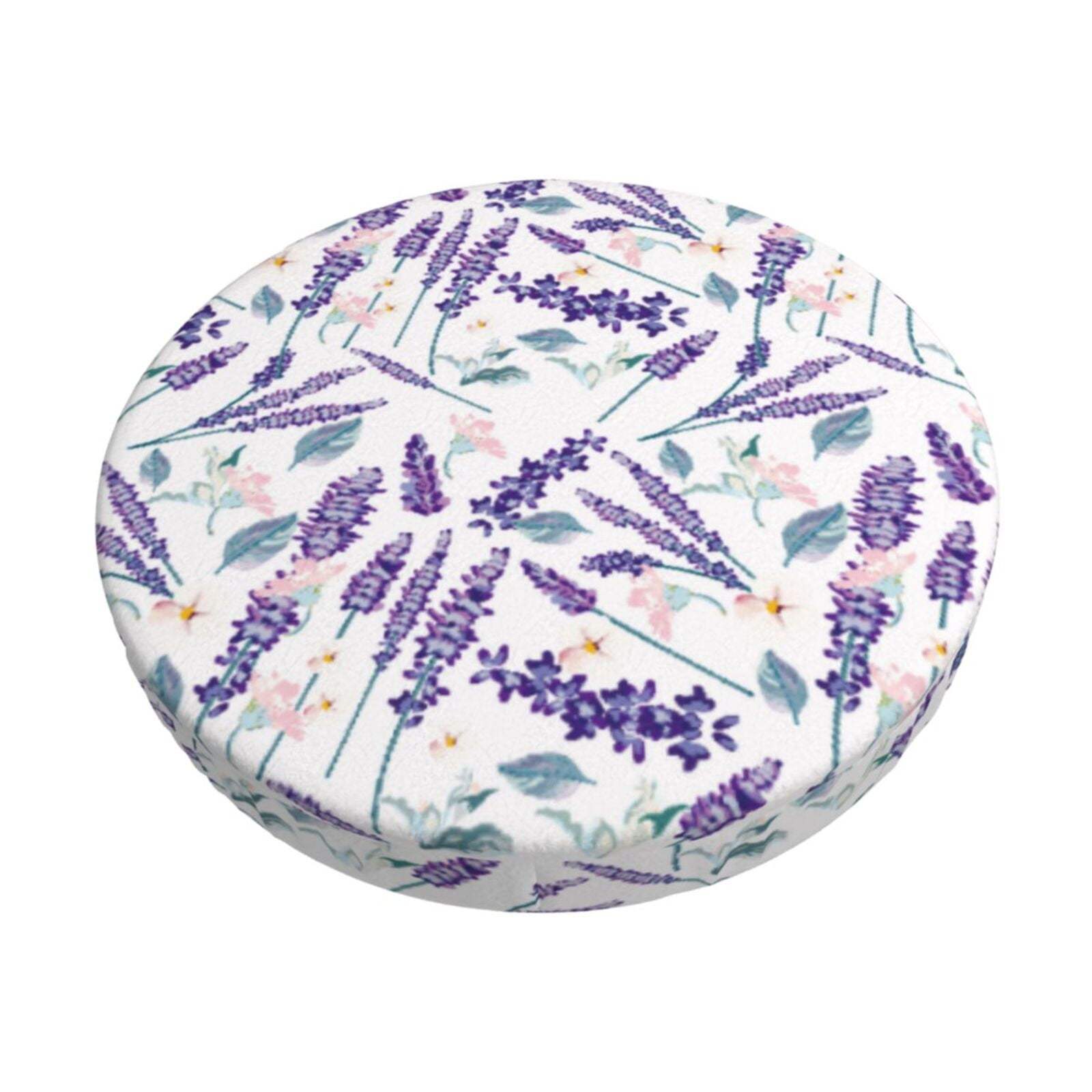Daiia Lavender Flowers Stool Covers Round,Round Bar Stool Covers ...