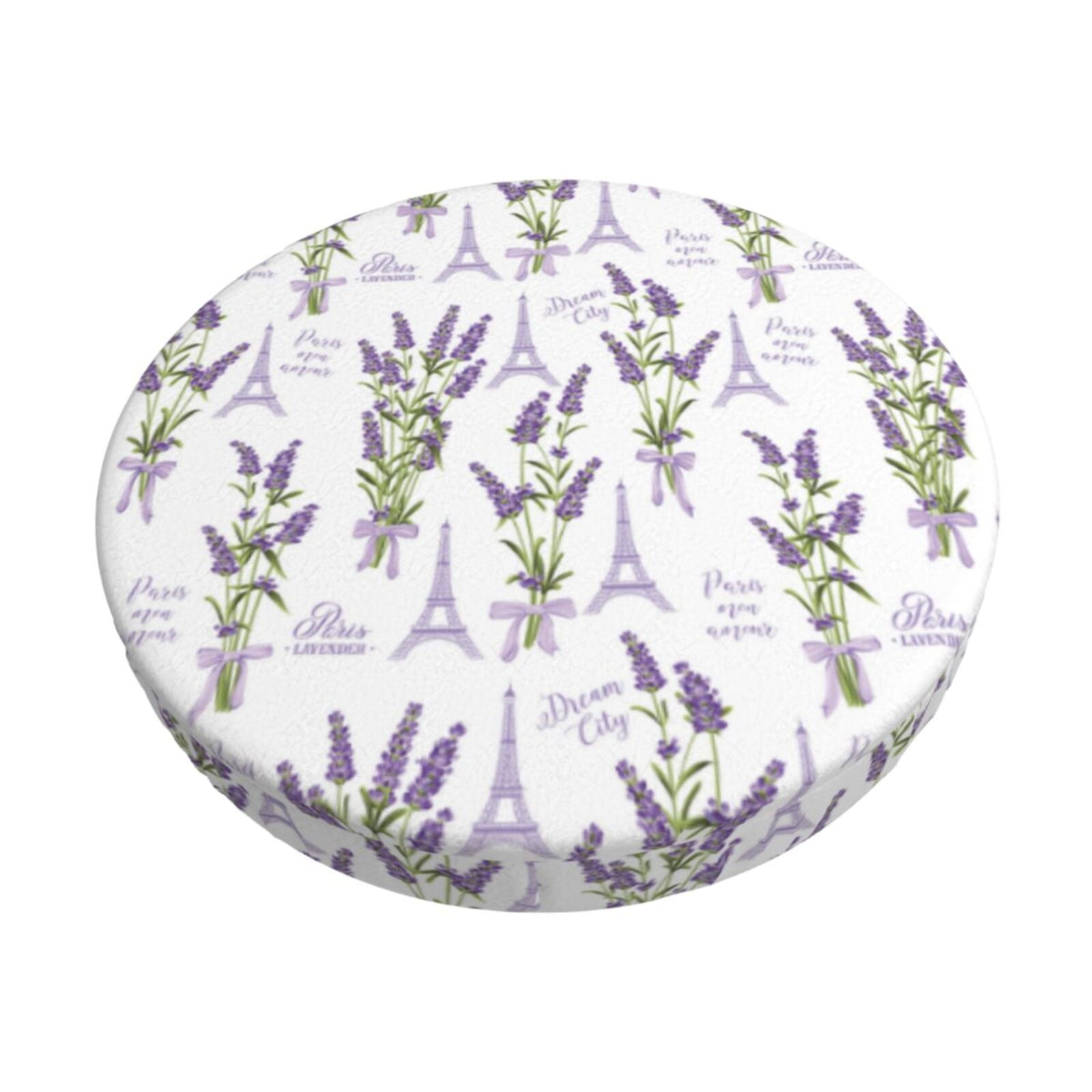 Daiia Lavender Flowers Stool Covers Round,Round Bar Stool Covers ...