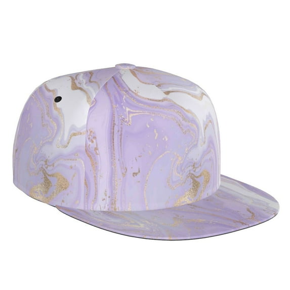 Daiia Lavender Glitter Foil Stripes print Flat Bill Hats Flat Brim ...