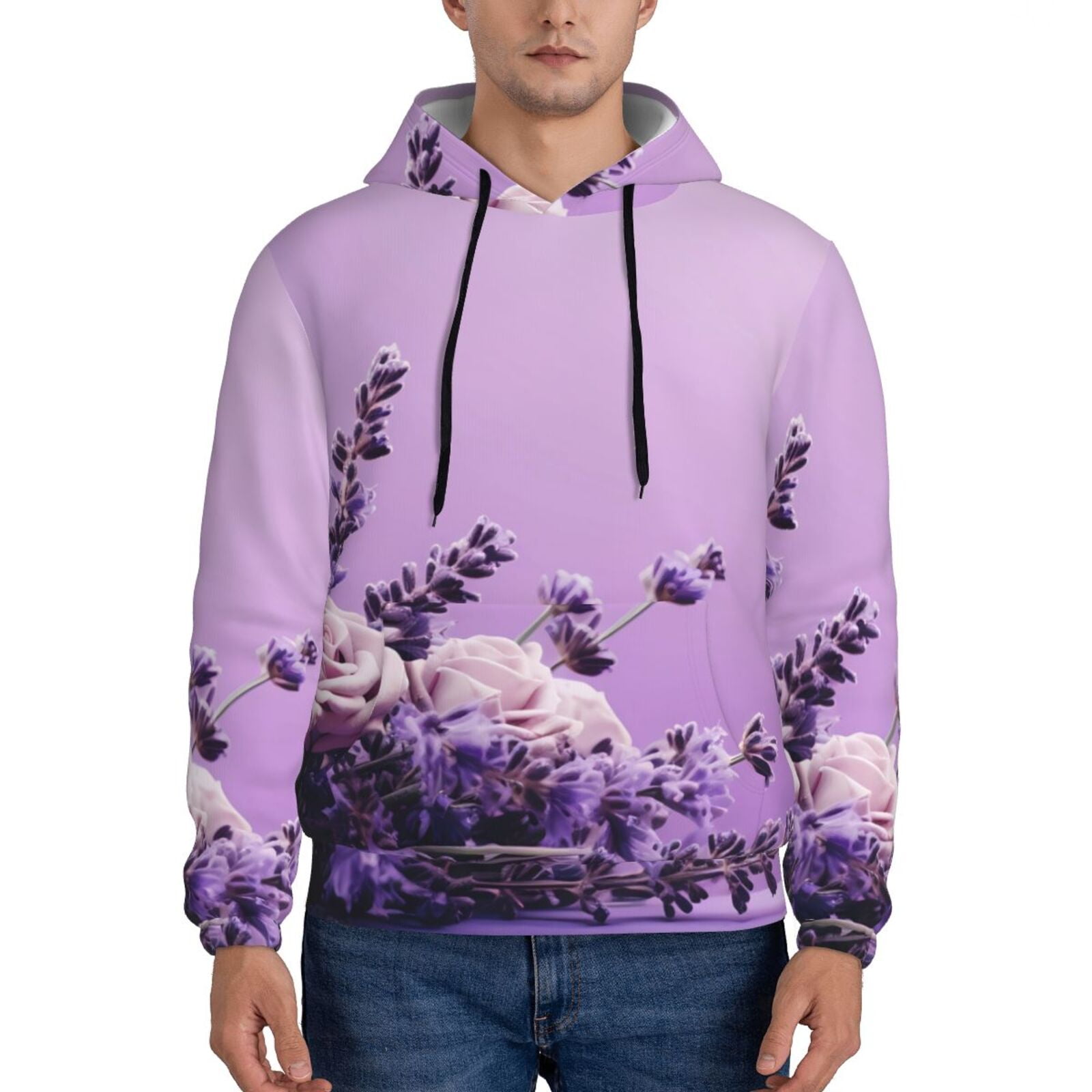 Daiia Lavender Roses Arrangement for Men's Fashion Hoodies ...
