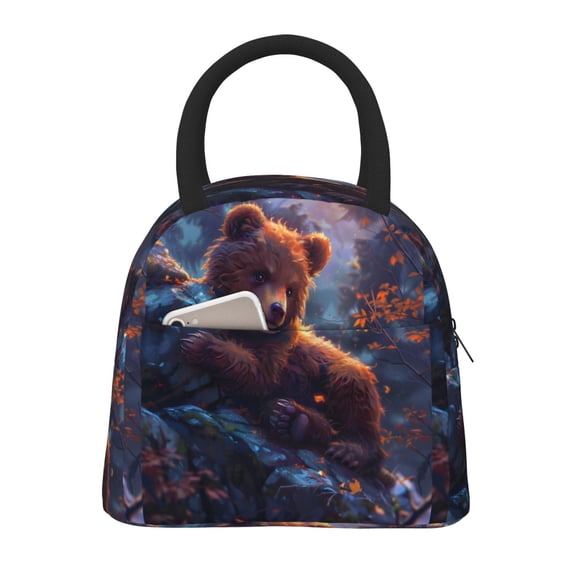 Daiia Lazy Stone Bear Pattern Lunch Bag , Insulated Lunch Box, Small ...