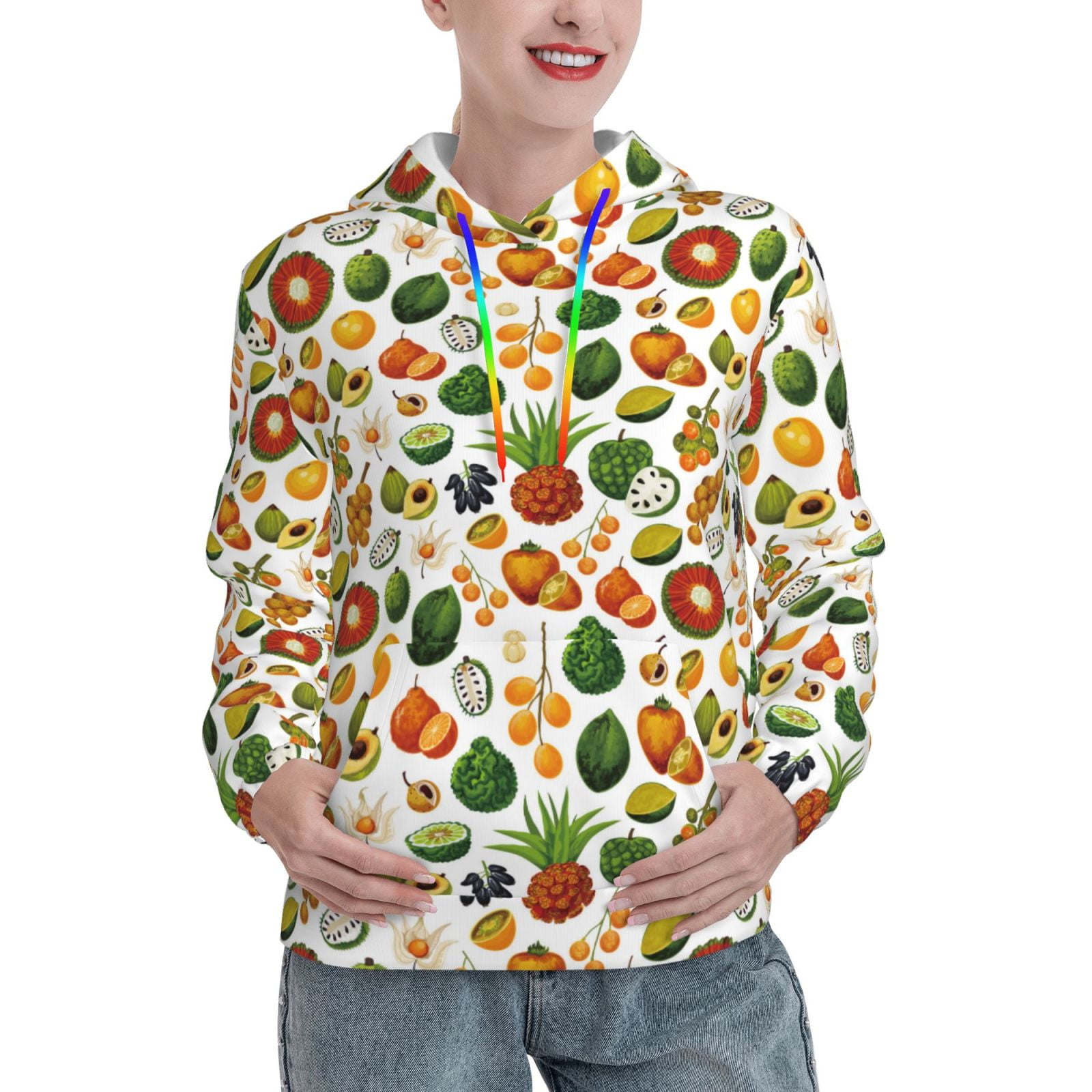 Daiia Lemon Fruits Vegetables Pattern Women's Fashion Hoodies ...