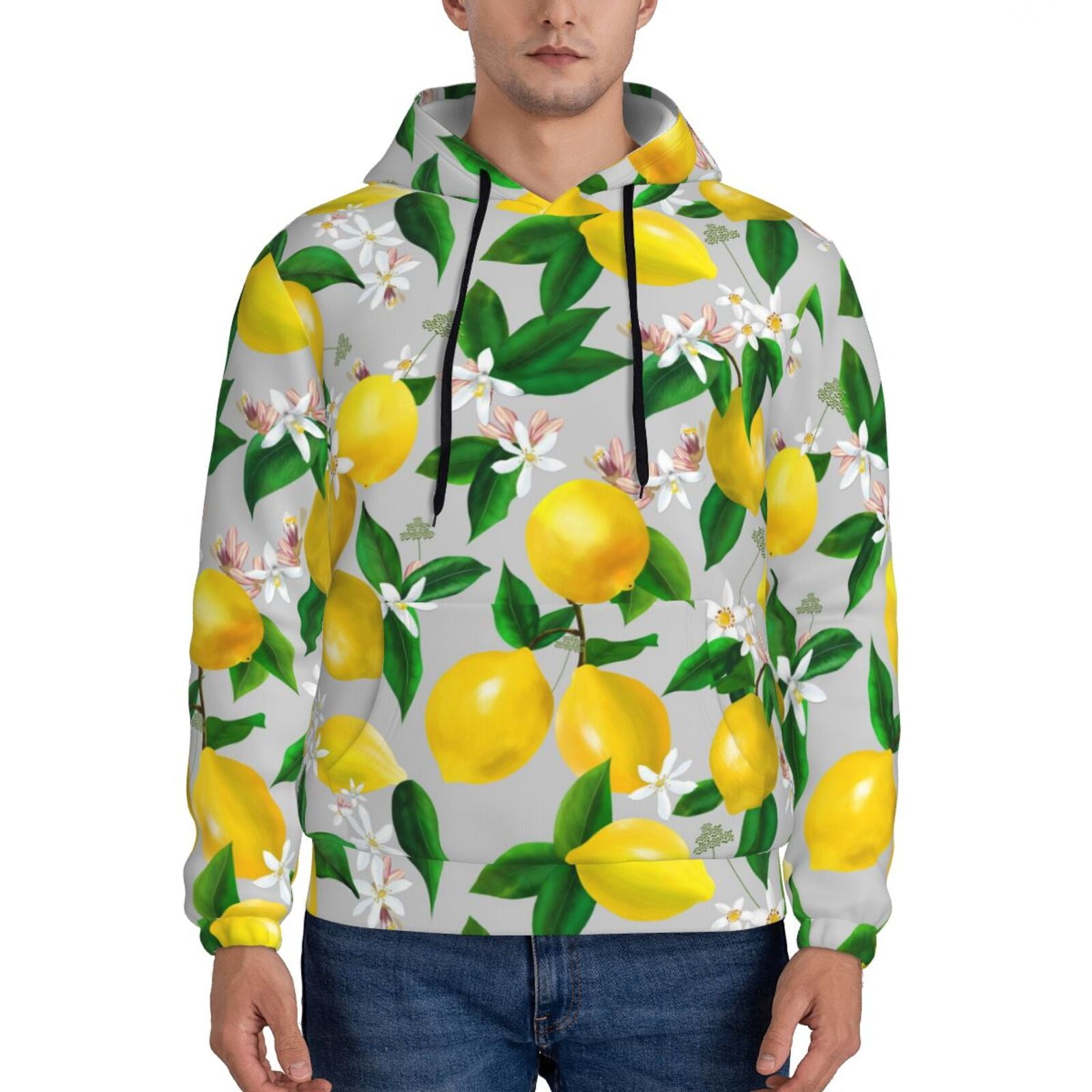 Daiia Lemon Seamless Pattern Oil Painting Effect for Men's Fashion Hoodies & Sweatshirts with ...