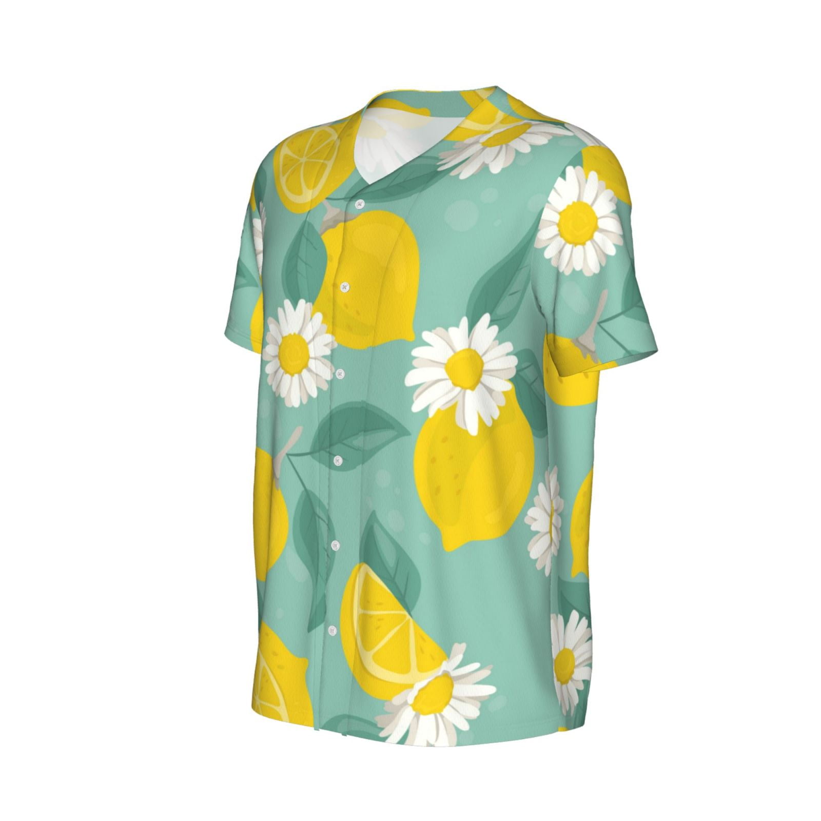 Daiia Lemons Chamomile Flowers And Leaves Mens Baseball Jersey Button ...
