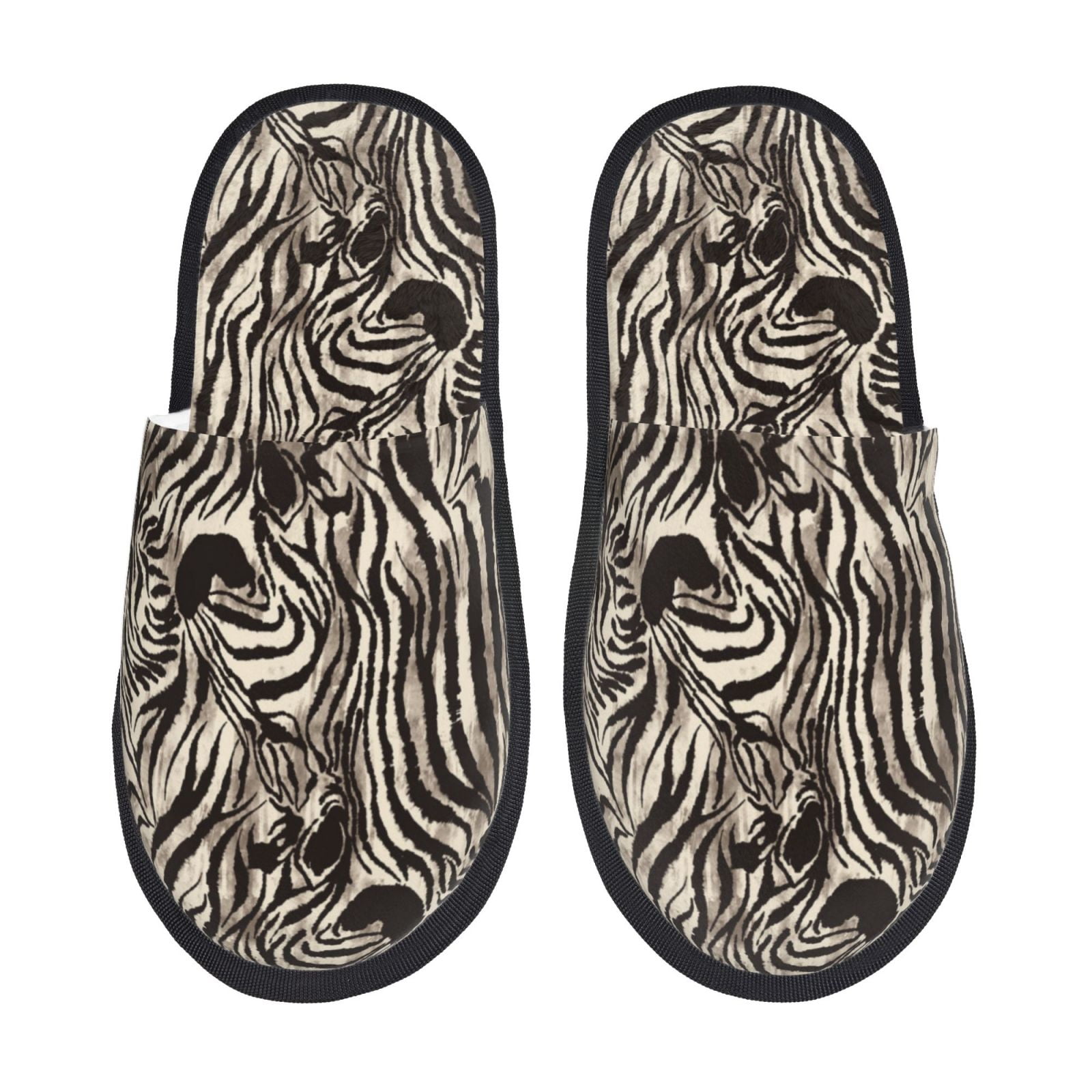 Daiia Leopard And Zebra1 Pattern Furry Slippers for Women and Men, Soft ...