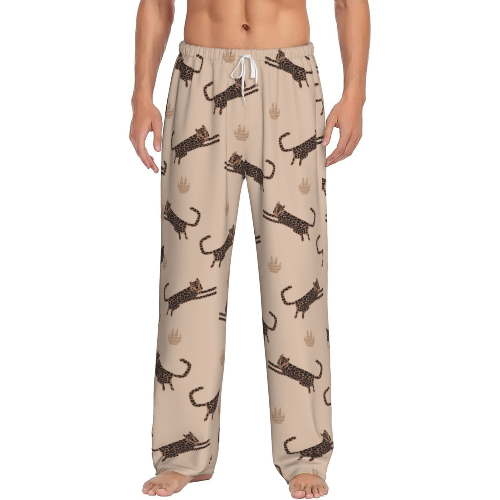 Daiia Leopard Print Men's Sleep Pant with Pockets and Drawstring,Pajama ...