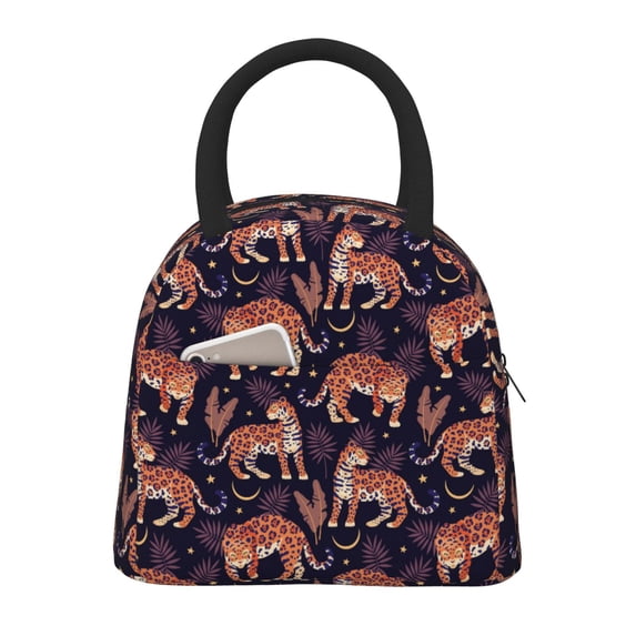 Daiia Leopard Print Pattern Lunch Bag , Insulated Lunch Box, Small ...