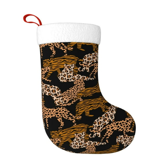 Daiia Leopard Print Print Christmas Stocking，18"Large Knitted Xmas ...