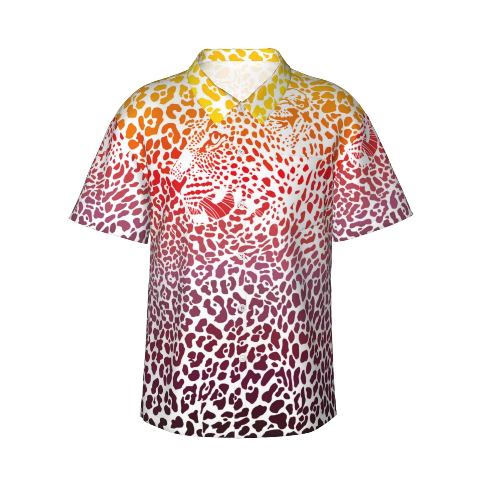 Daiia Leopard Skins And Heads Hawaiian Shirt for Men Gentle Cotton ...