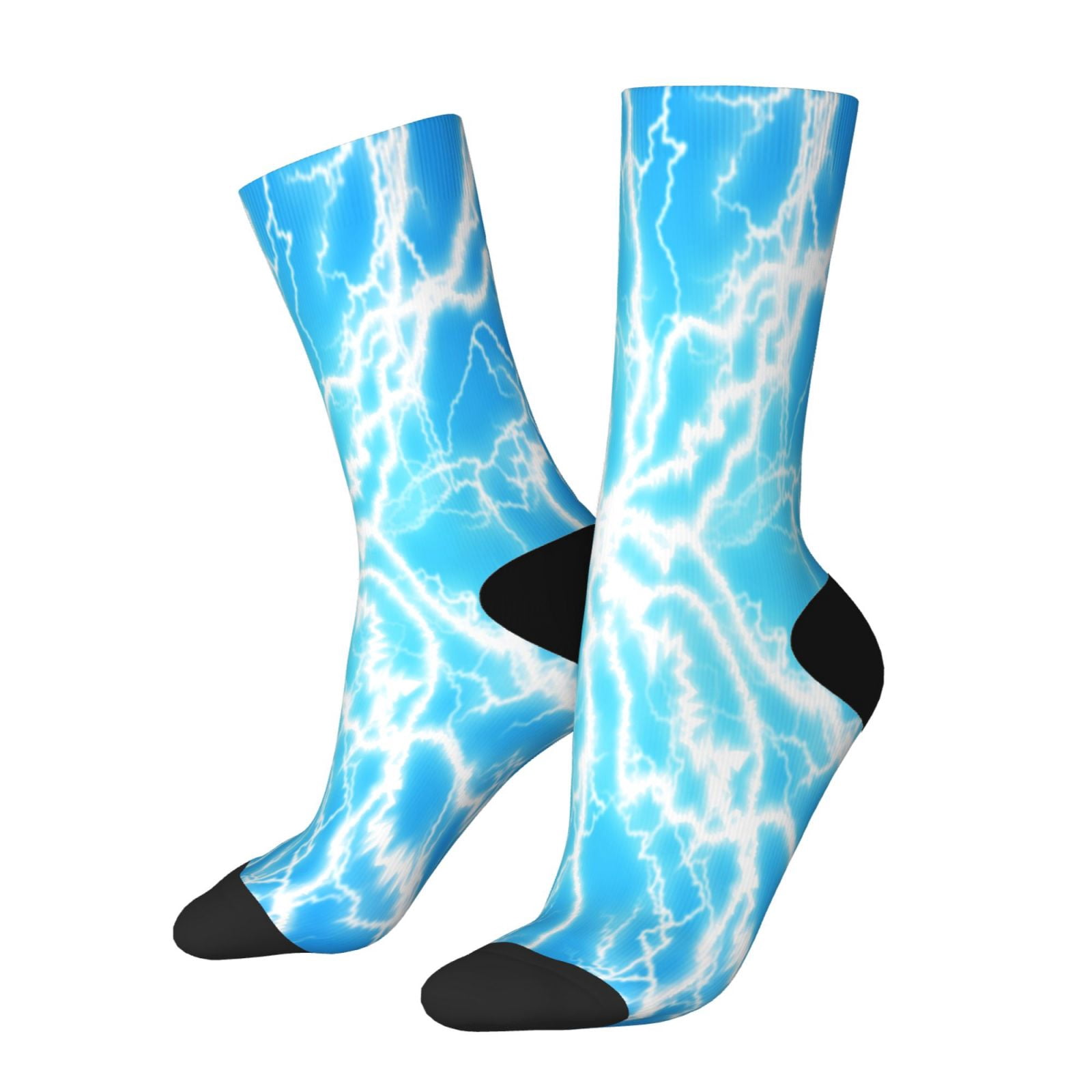 Daiia Light blue flash Print Crew Socks – Soft Breathable Long Socks ...