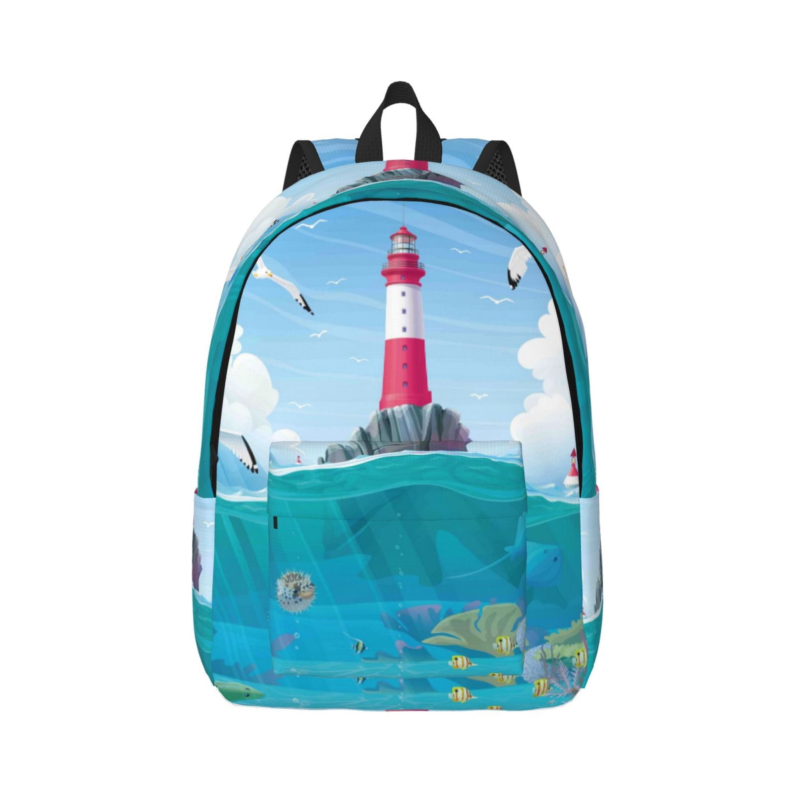 Daiia Lighthouse Sea Port Vintage Canvas Backpack for Men and Women ...