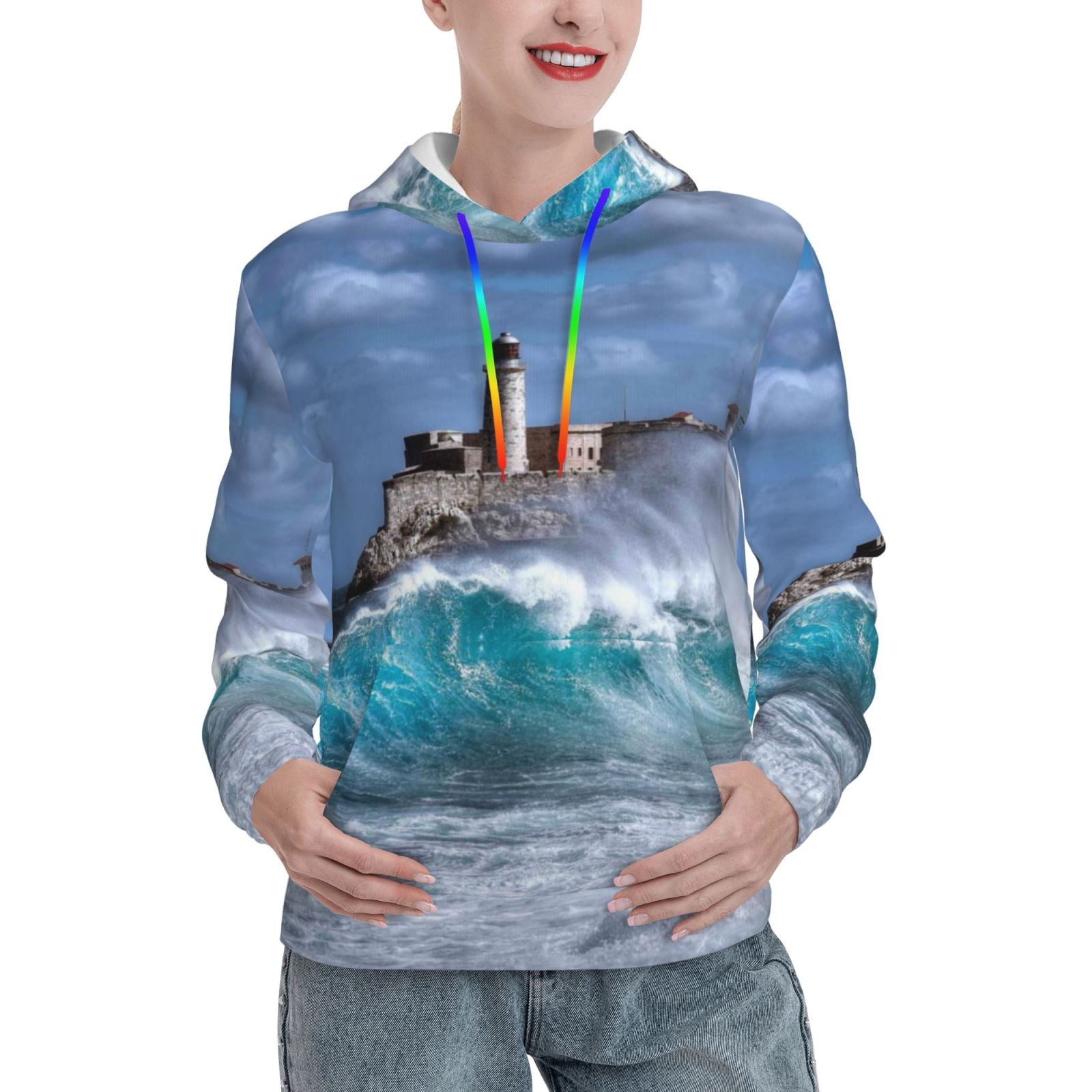 Daiia Lighthouse in Havana Pattern Women's Fashion Hoodies ...
