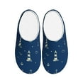 Daiia Lighthouses and Anchors Print Women’s Fuzzy Slippers Memory Foam ...