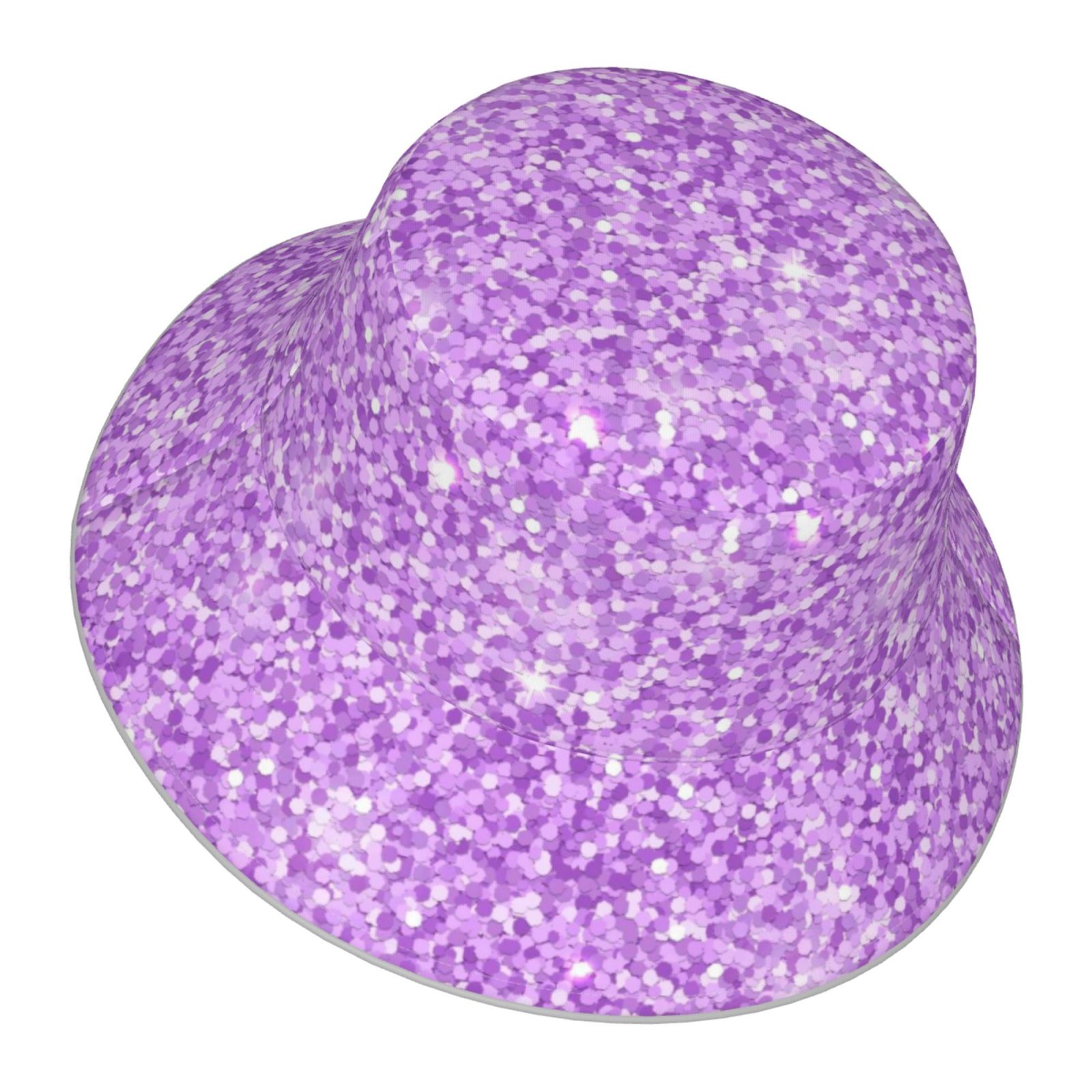 Daiia Lilac Glittering Pattern Bucket Hat - Trendy Cotton Sun Hat for ...