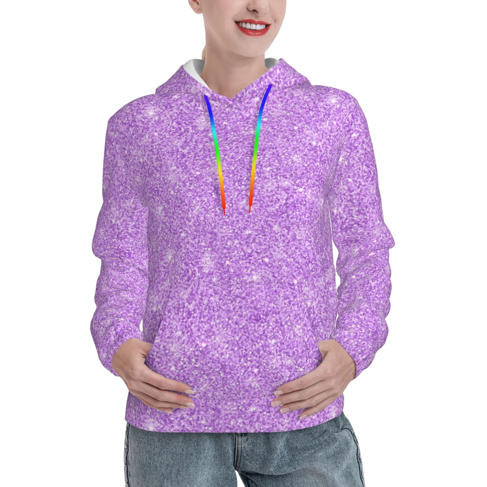 Daiia Lilac Glittering Pattern Women's Fashion Hoodies & Sweatshirts ...