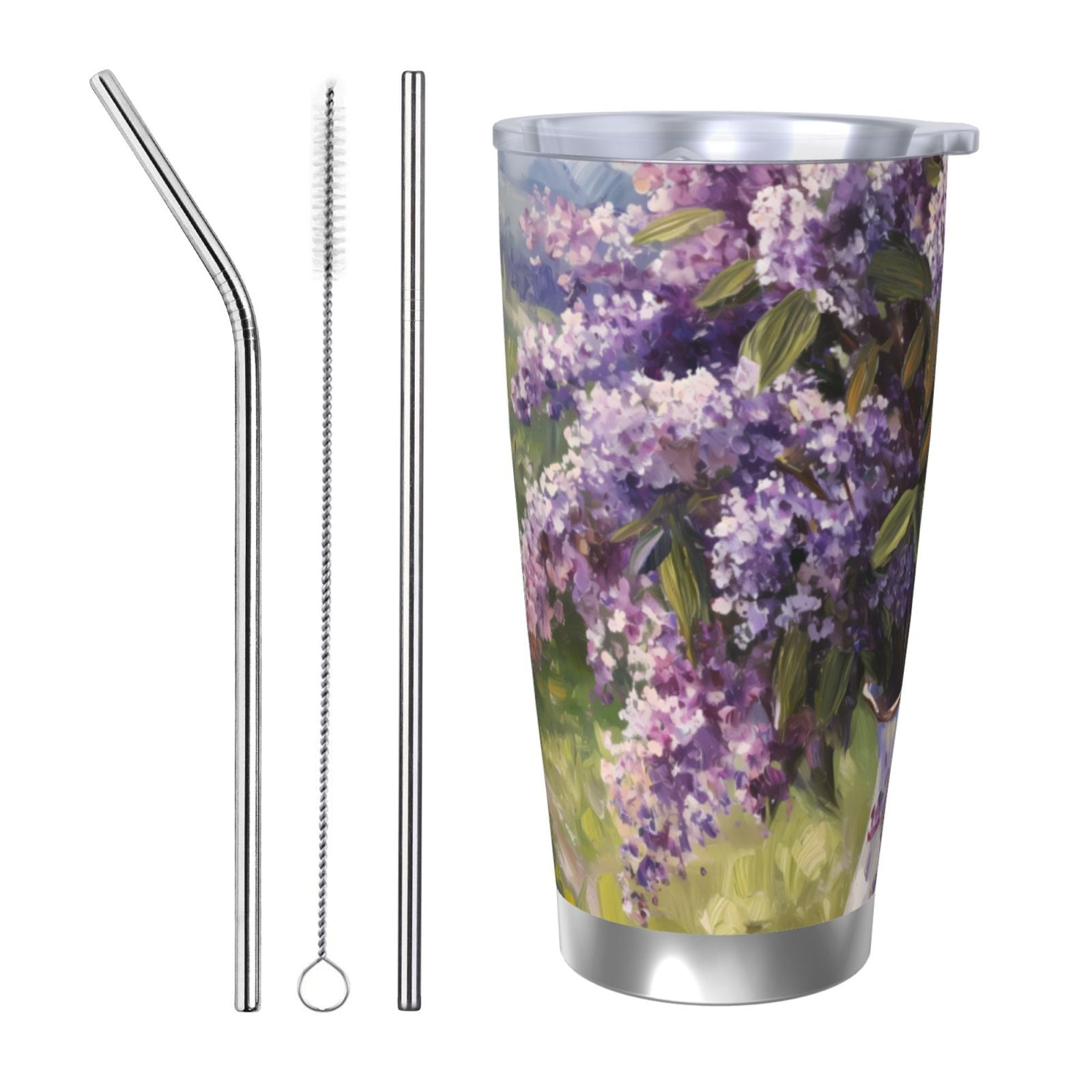 Daiia Lilacs Teapot Scenic Painting Printed 20oz Insulated Coffee Cup ...