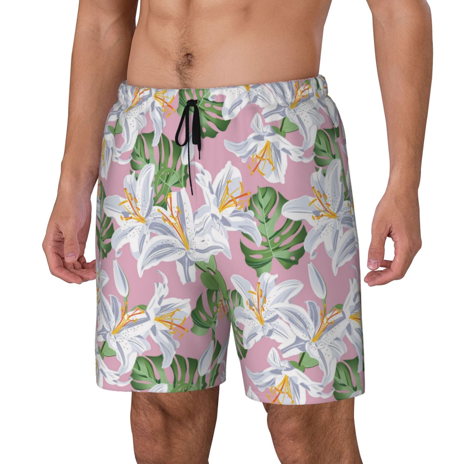 Daiia Lilies Flowers Mens Swim Trunks Swim Shorts Quick Dry Swim Shorts ...