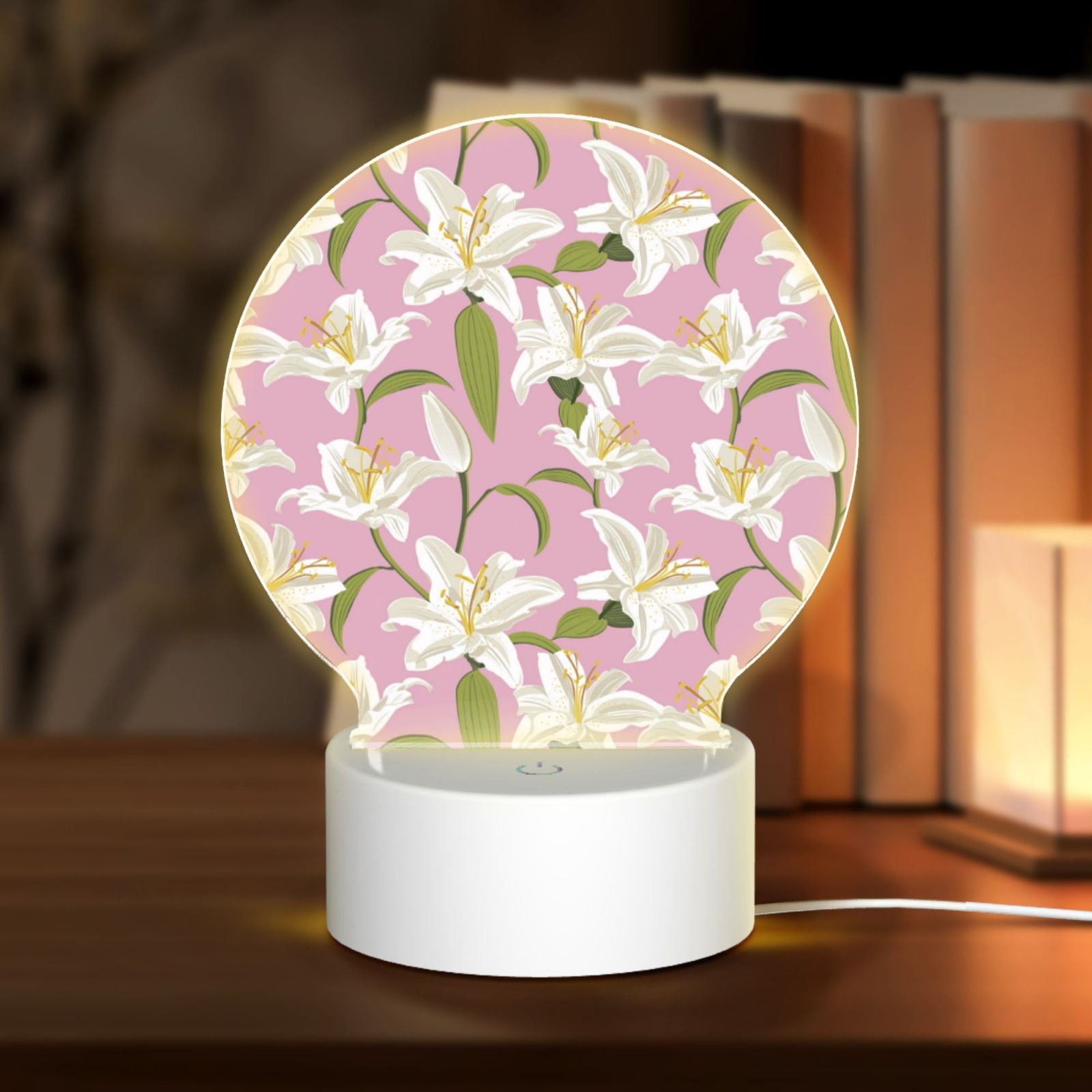Daiia Lilies Flowers Pattern Acrylic Night Light, LED Touch Light ...