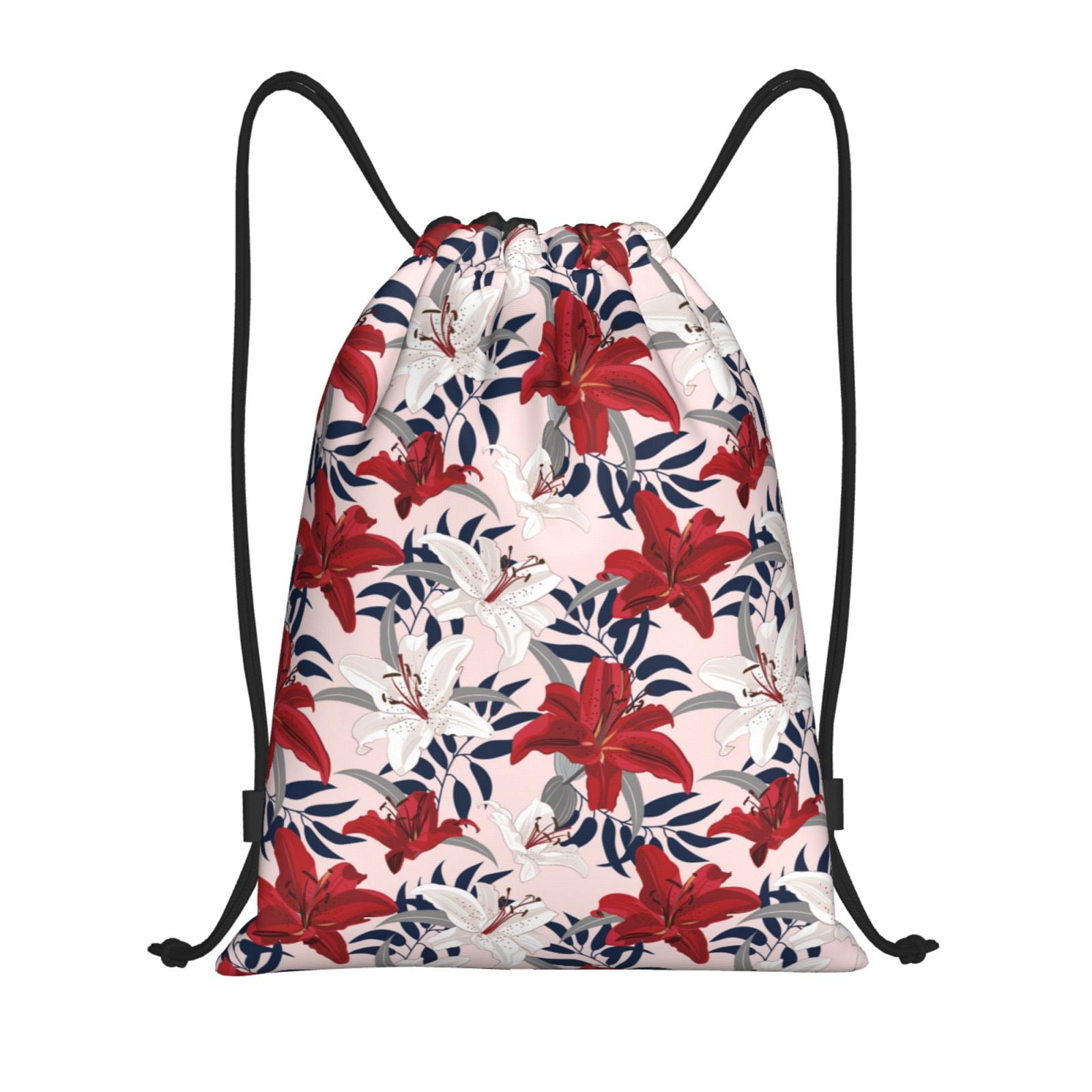Daiia Lilies Flowers Pattern Drawstring Backpack, Gym Bag, Lightweight ...