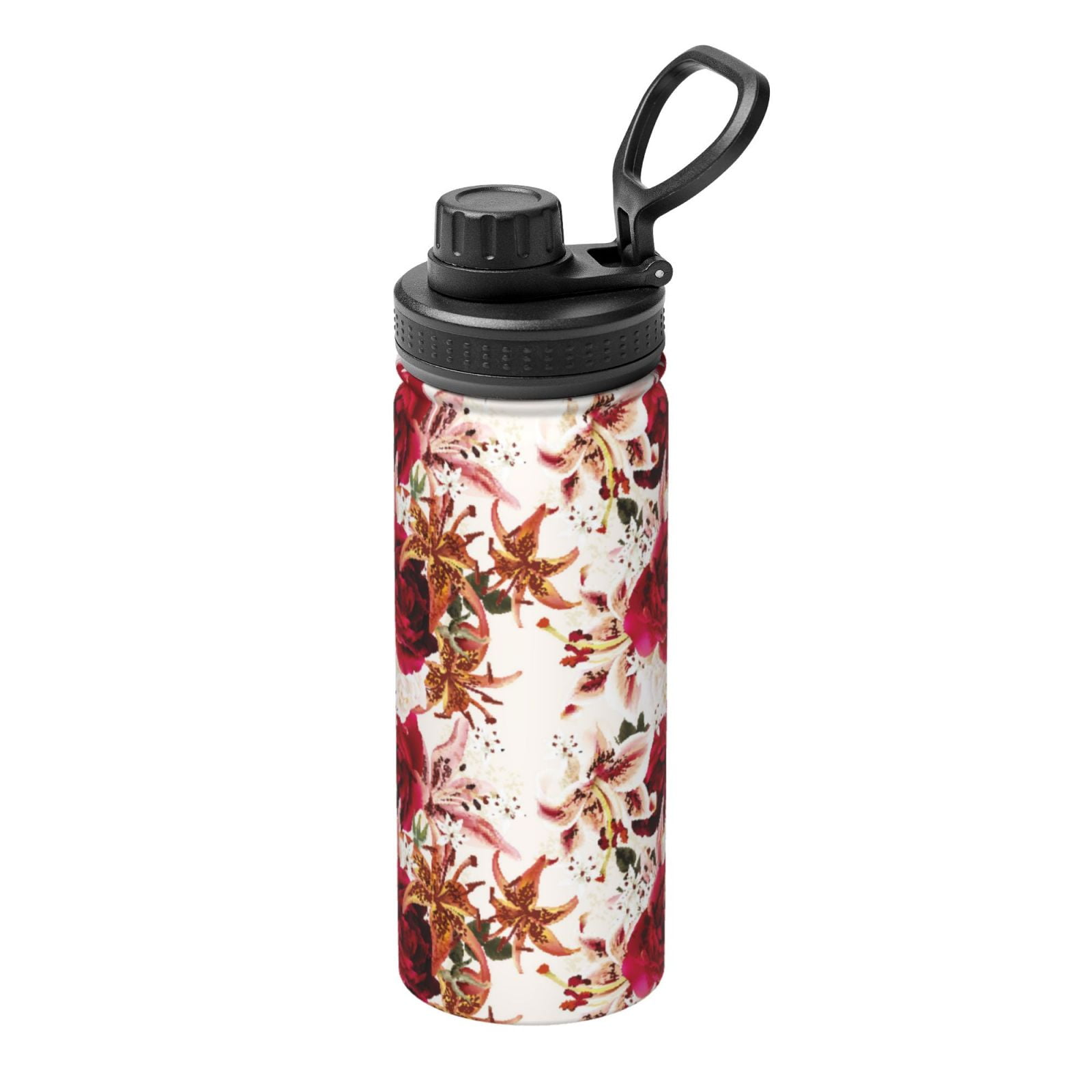 Daiia Lilies Flowers Printed 18 OZ Sports Insulated Kettle Drinking Cup ...