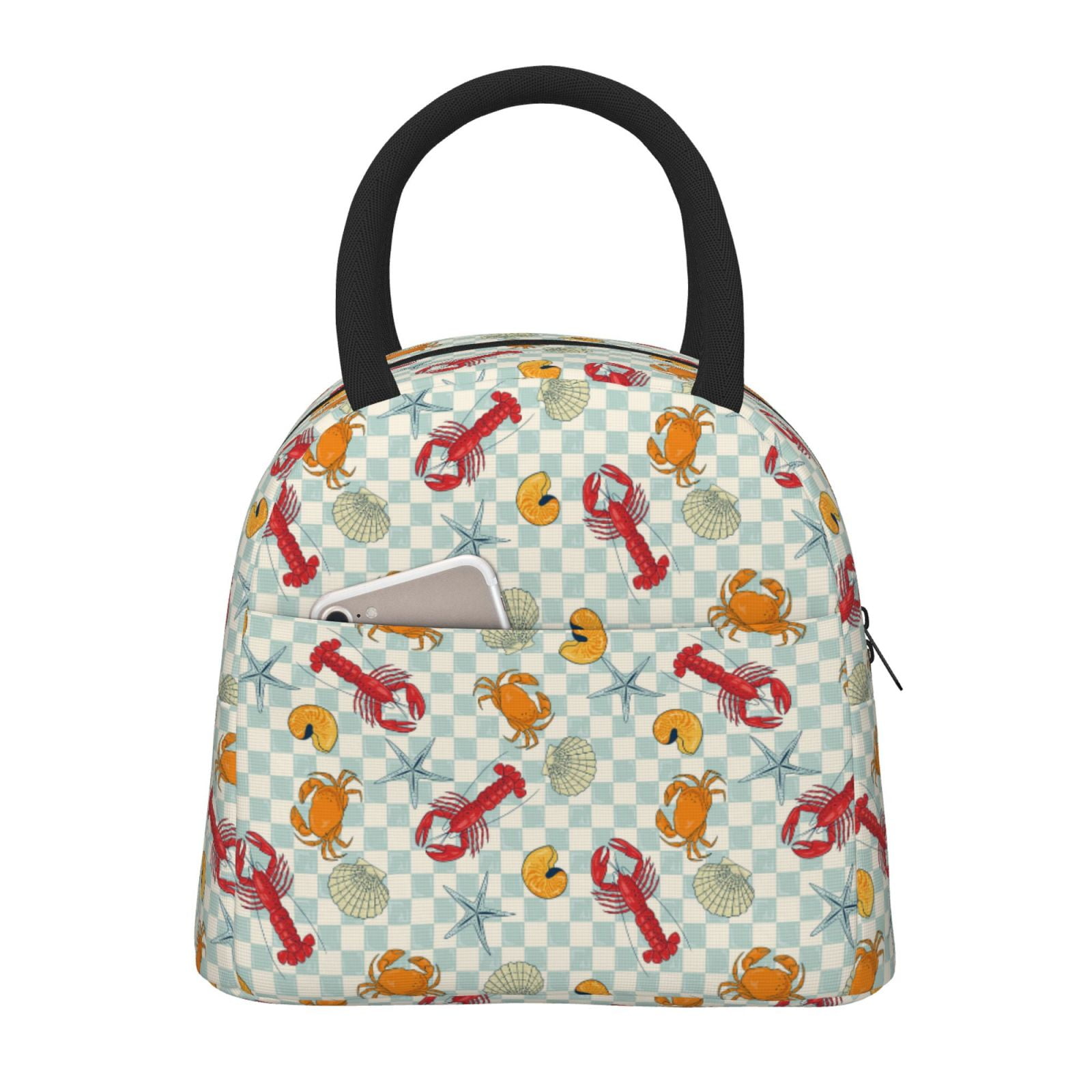 Daiia Lobster Sea Shell Pattern Lunch Bag , Insulated Lunch Box, Small ...