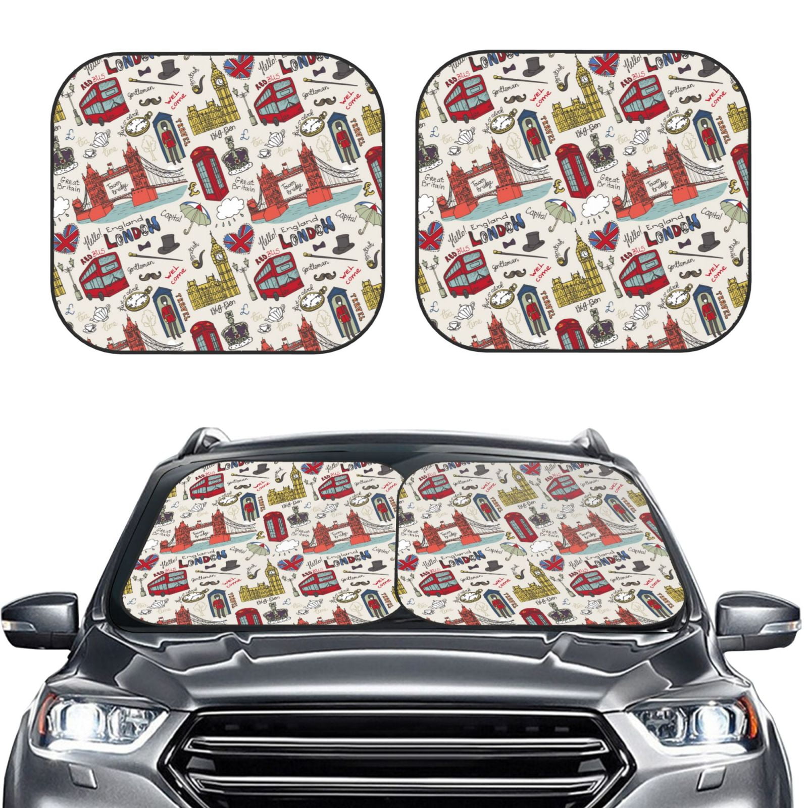Daiia London Landmark1 2PCS Car Windshield Sun Shade, Foldable Sun ...