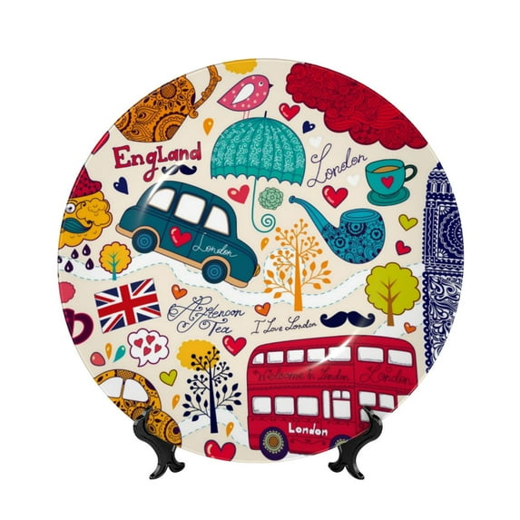 Daiia London Symbols Printed Pattern Ceramic Plate Dinner Plates Bone ...